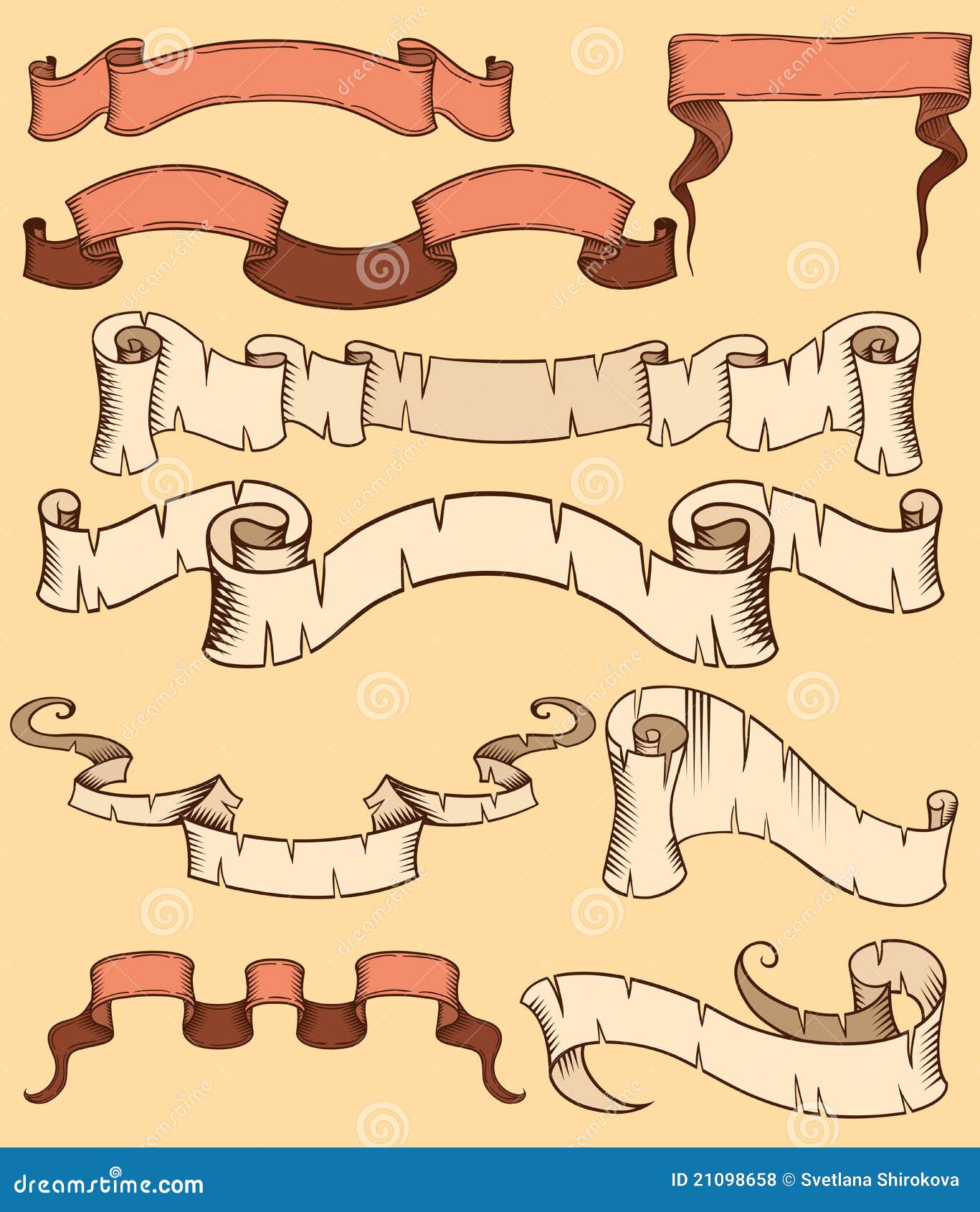 Set of ribbon old style stock vector. Illustration of scroll - 21098658