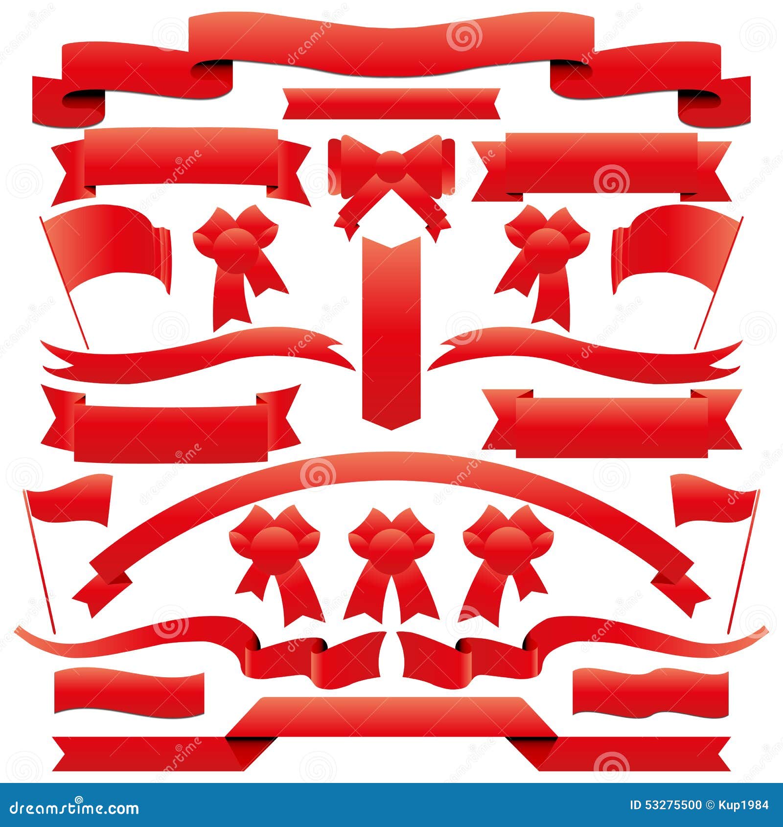 Set of Ribbons and Flags, Vector Illustration. Stock Vector ...