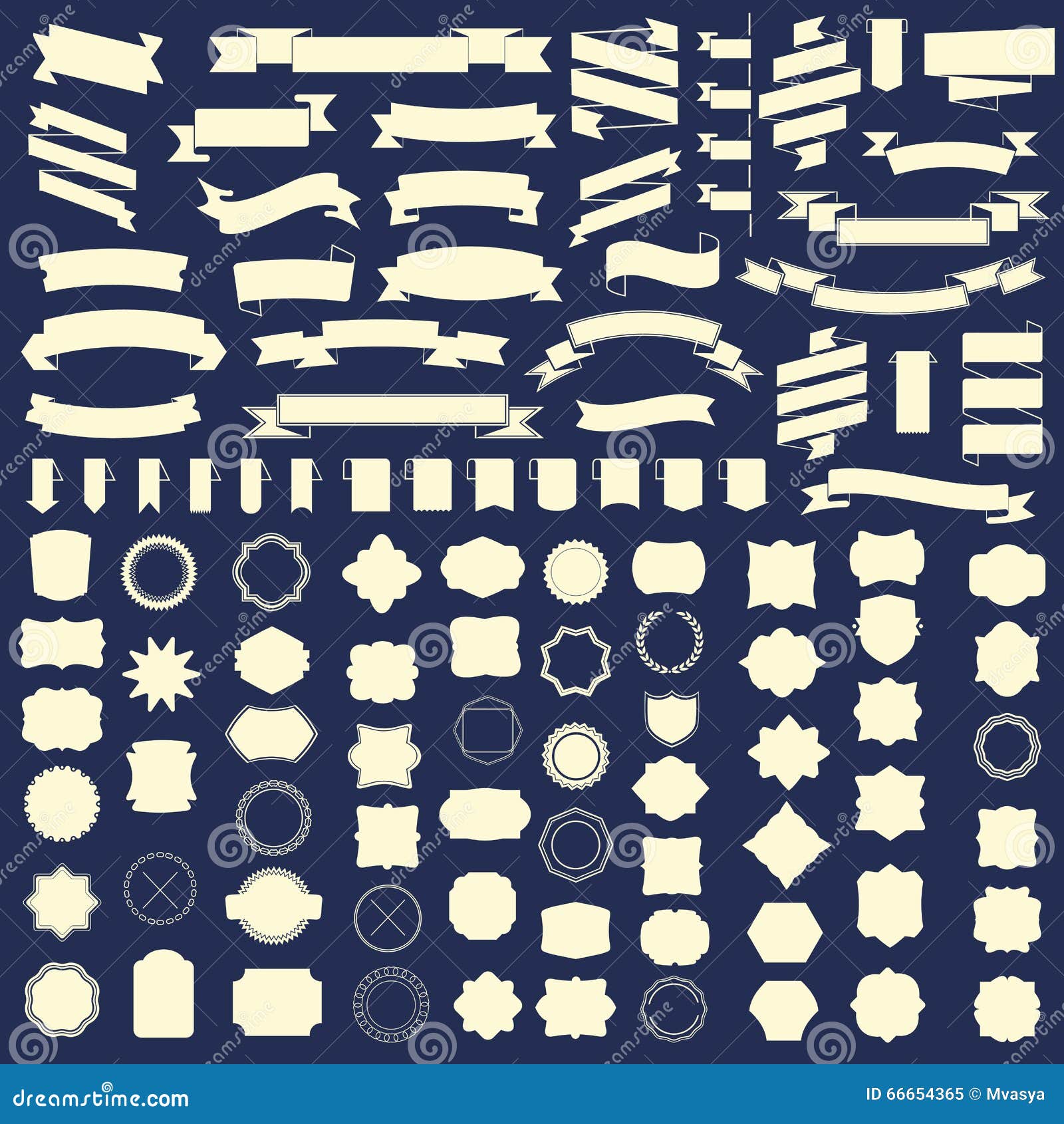 Set of Ribbons and Frame, Badge, Label. Vector Templates Stock Vector ...