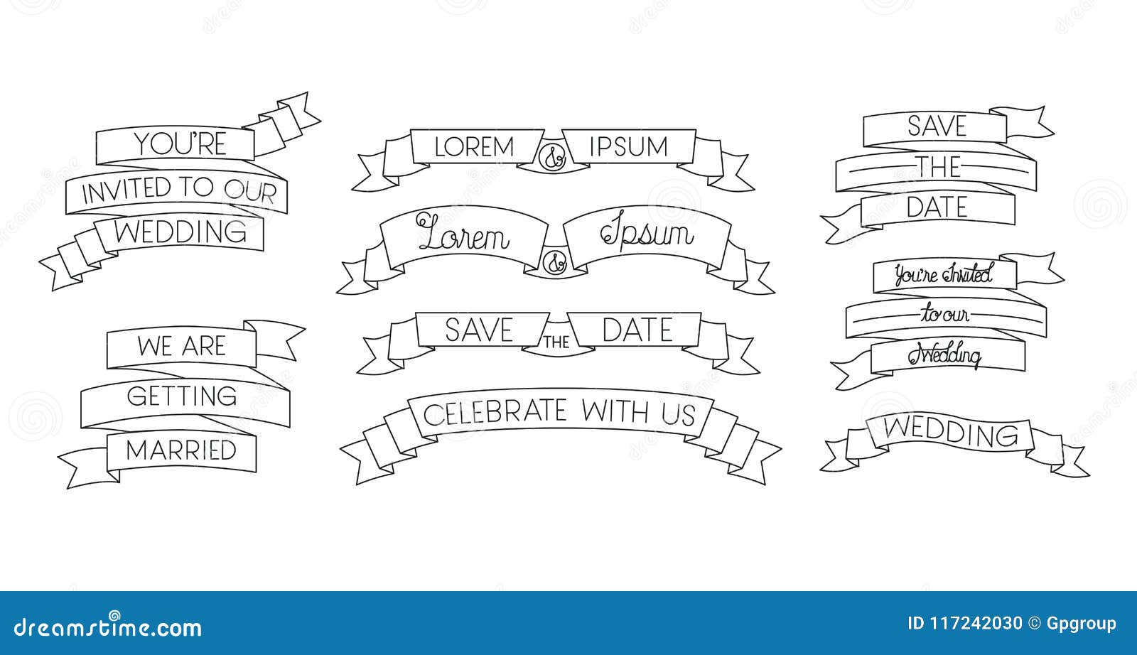 Set Ribbons Frames with Calligraphy Stock Vector - Illustration of ...