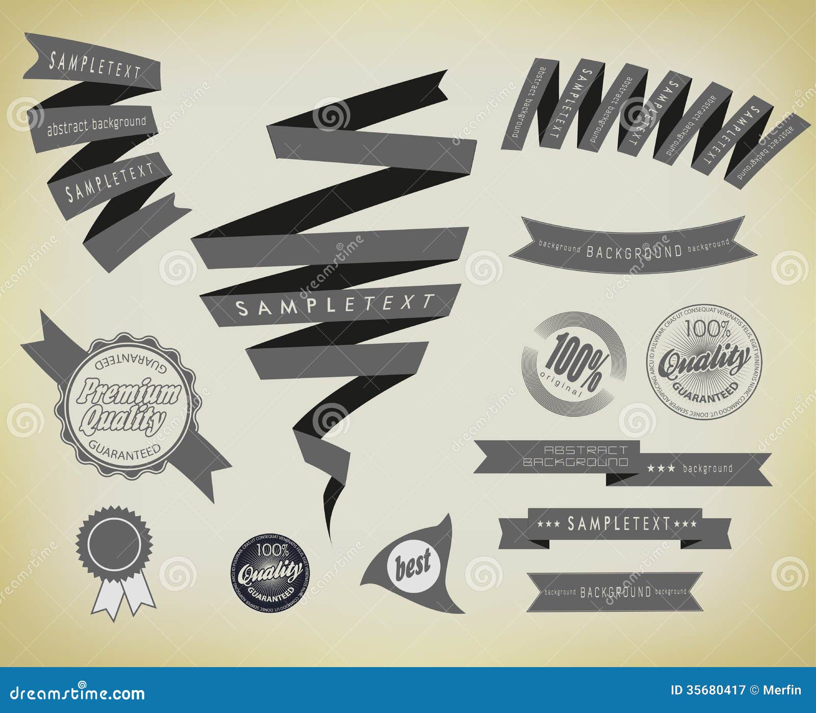 Set ribbons and label stock illustration. Illustration of banner - 35680417