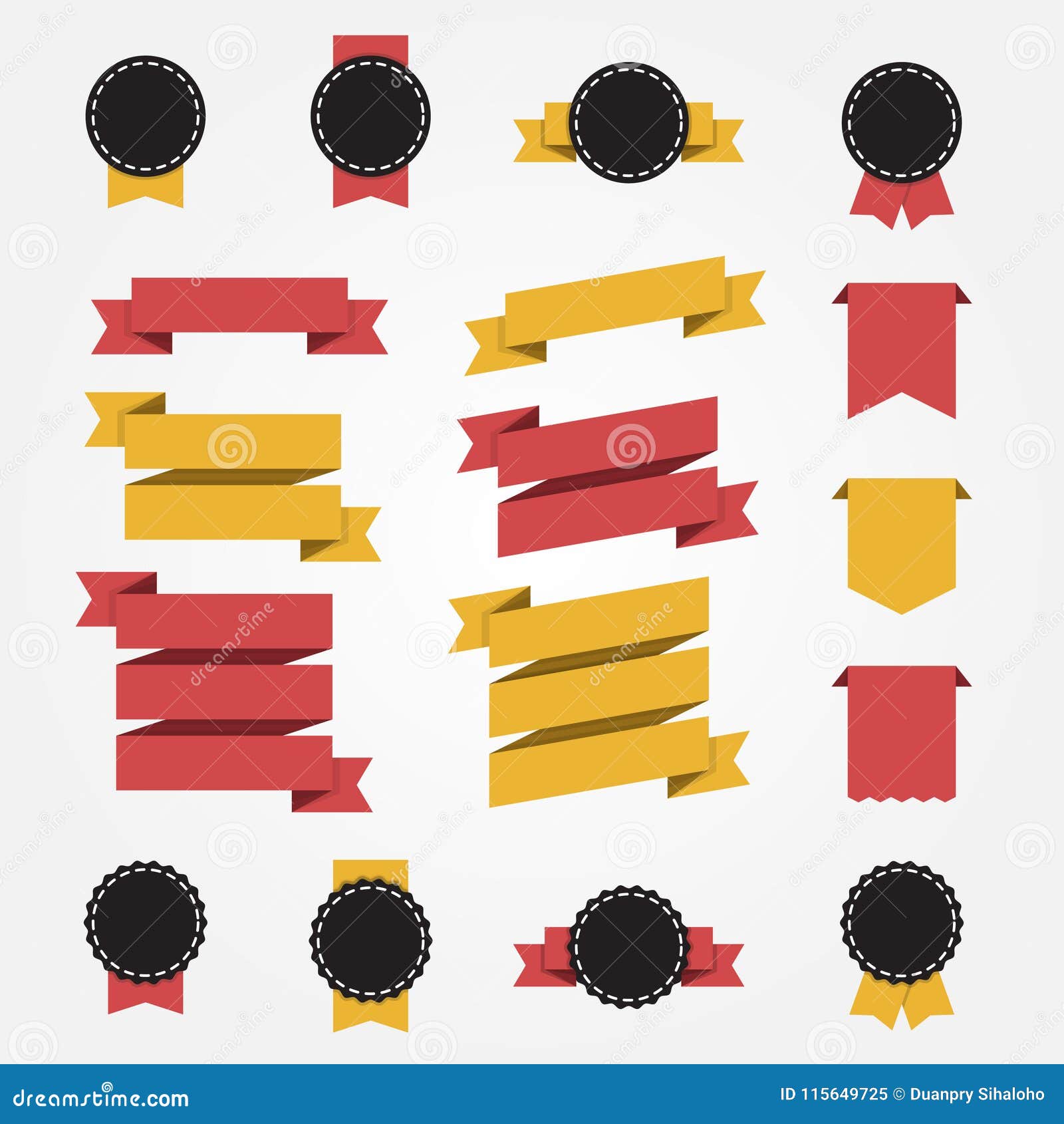 Set of Ribbons and Labels.Flat Style Stock Vector - Illustration of ...
