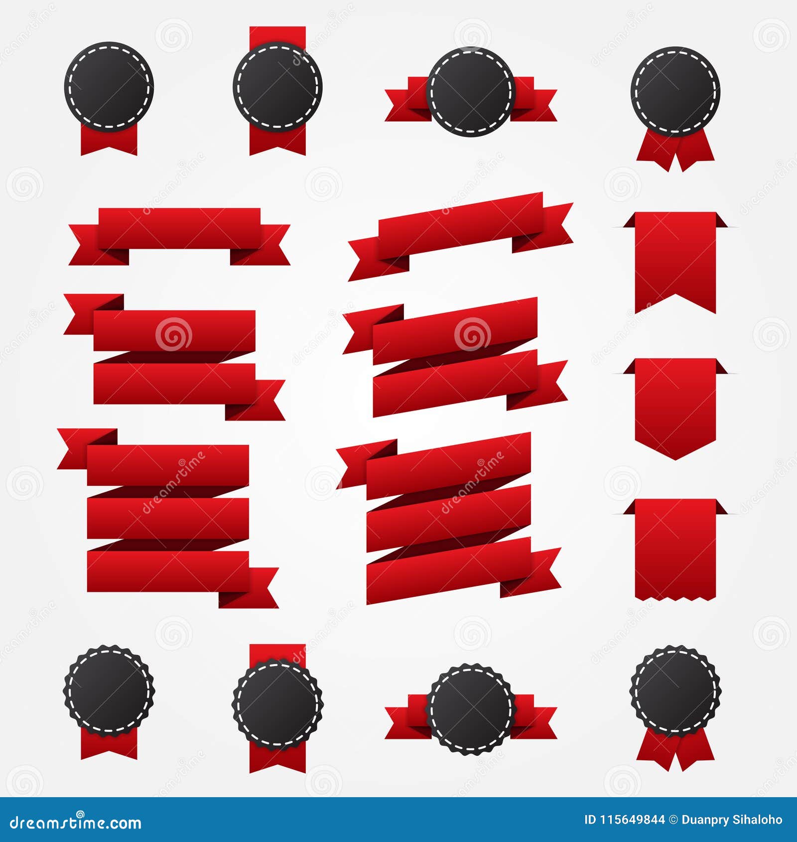 Set of ribbons and labels. stock vector. Illustration of icon - 115649844