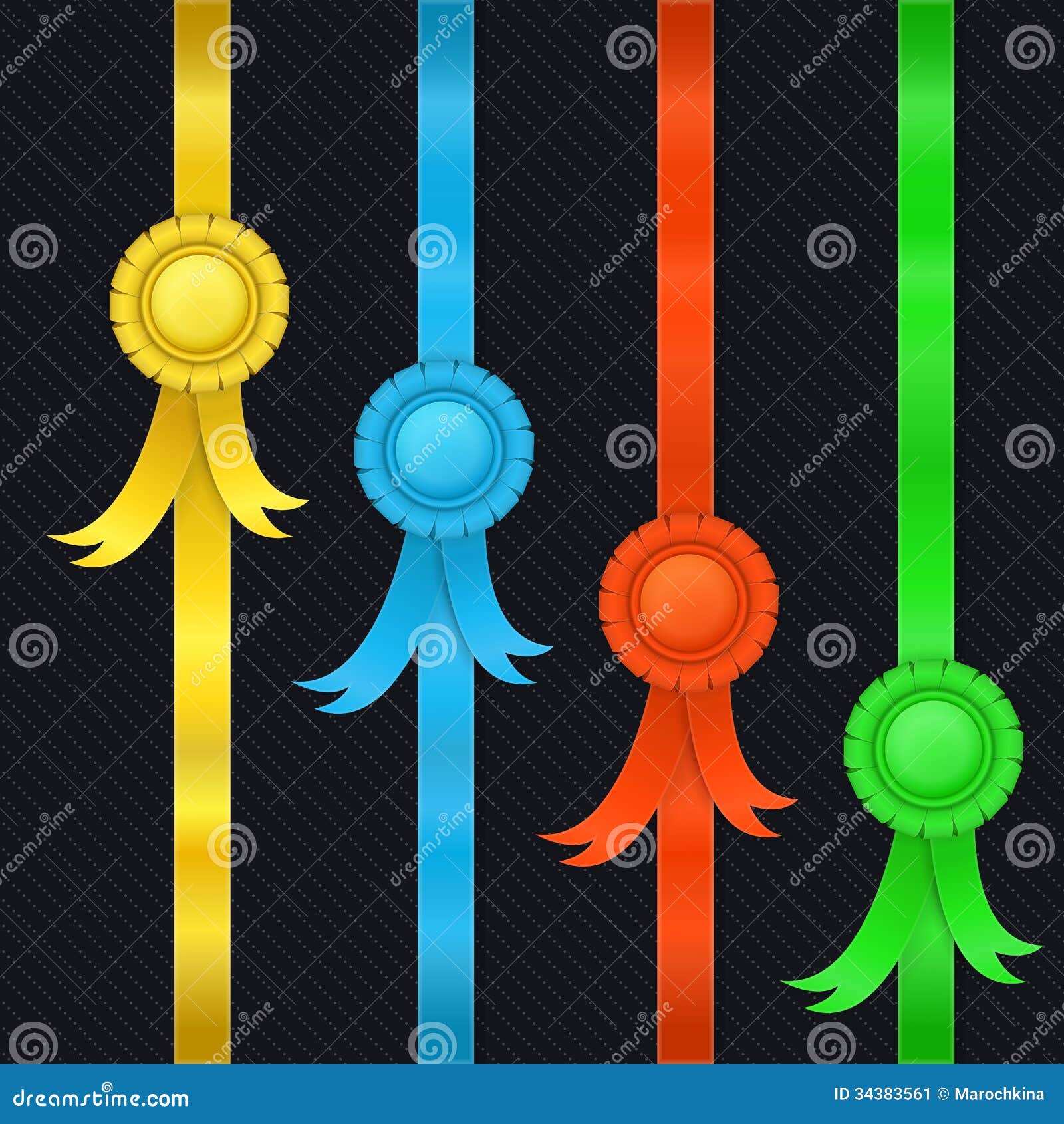 Set of ribbons, medals stock vector. Illustration of element - 34383561