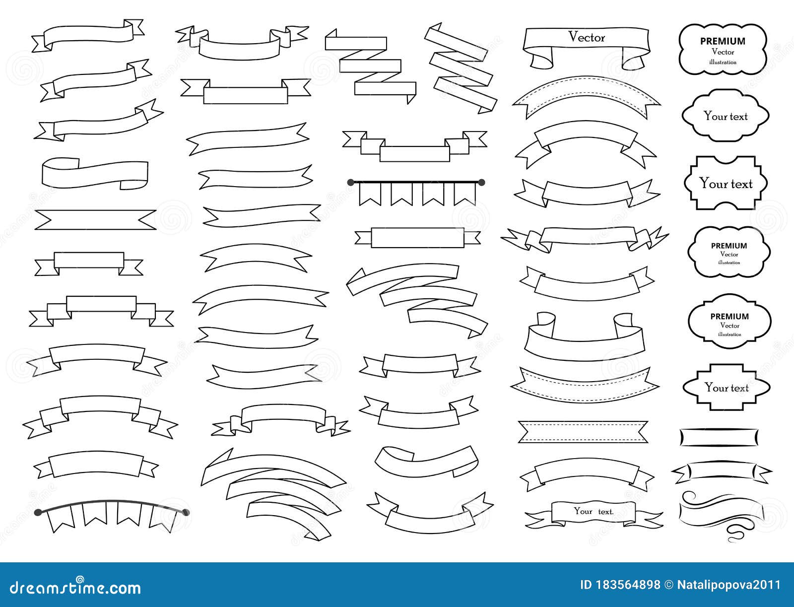 A Set of Ribbons. Ribbon Elements. Vintage. Modern Simple Ribbons ...