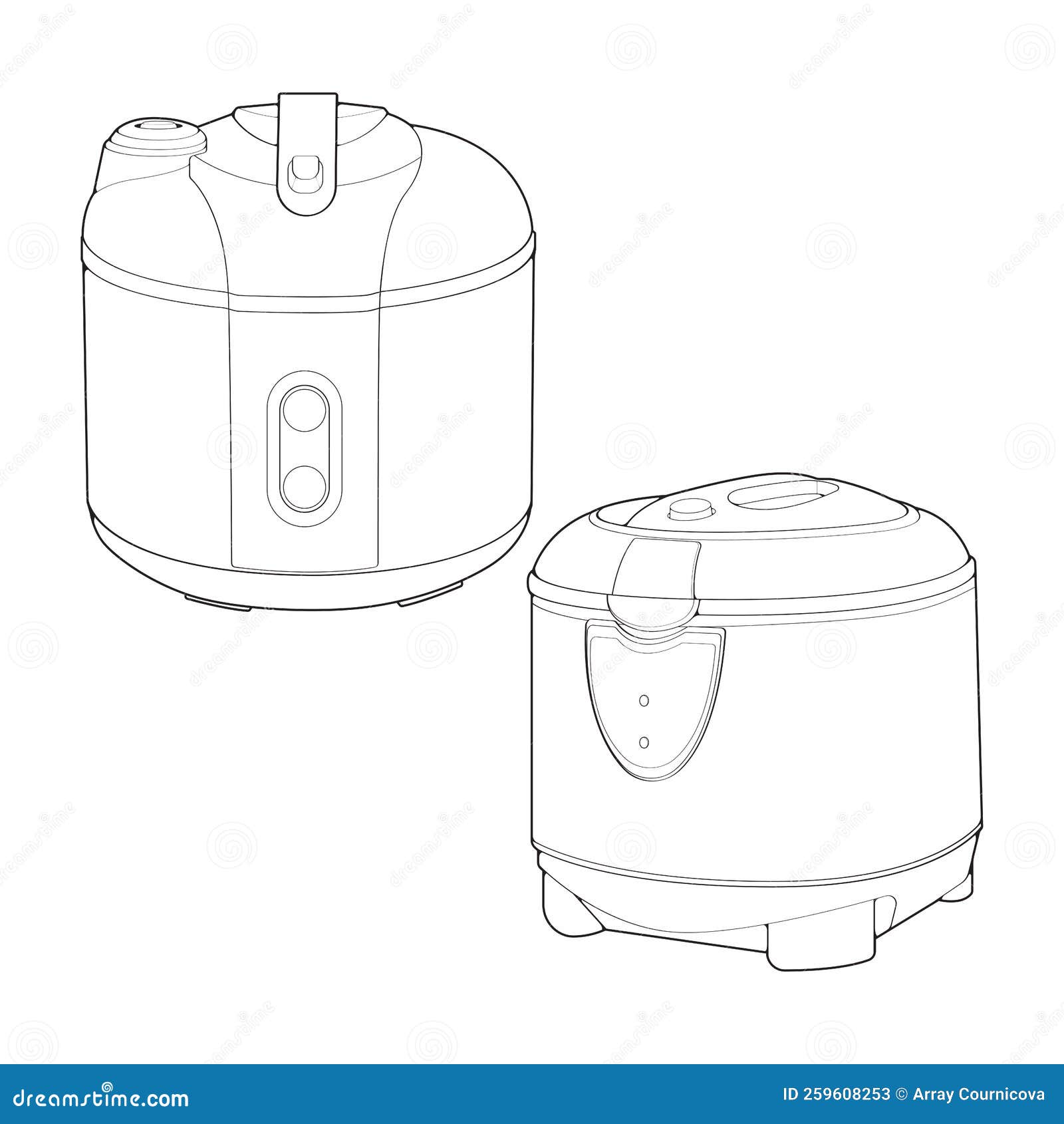 Set of Rice Cooker, Magic Jar, Illustration Vector, Hand Drawn Art ...