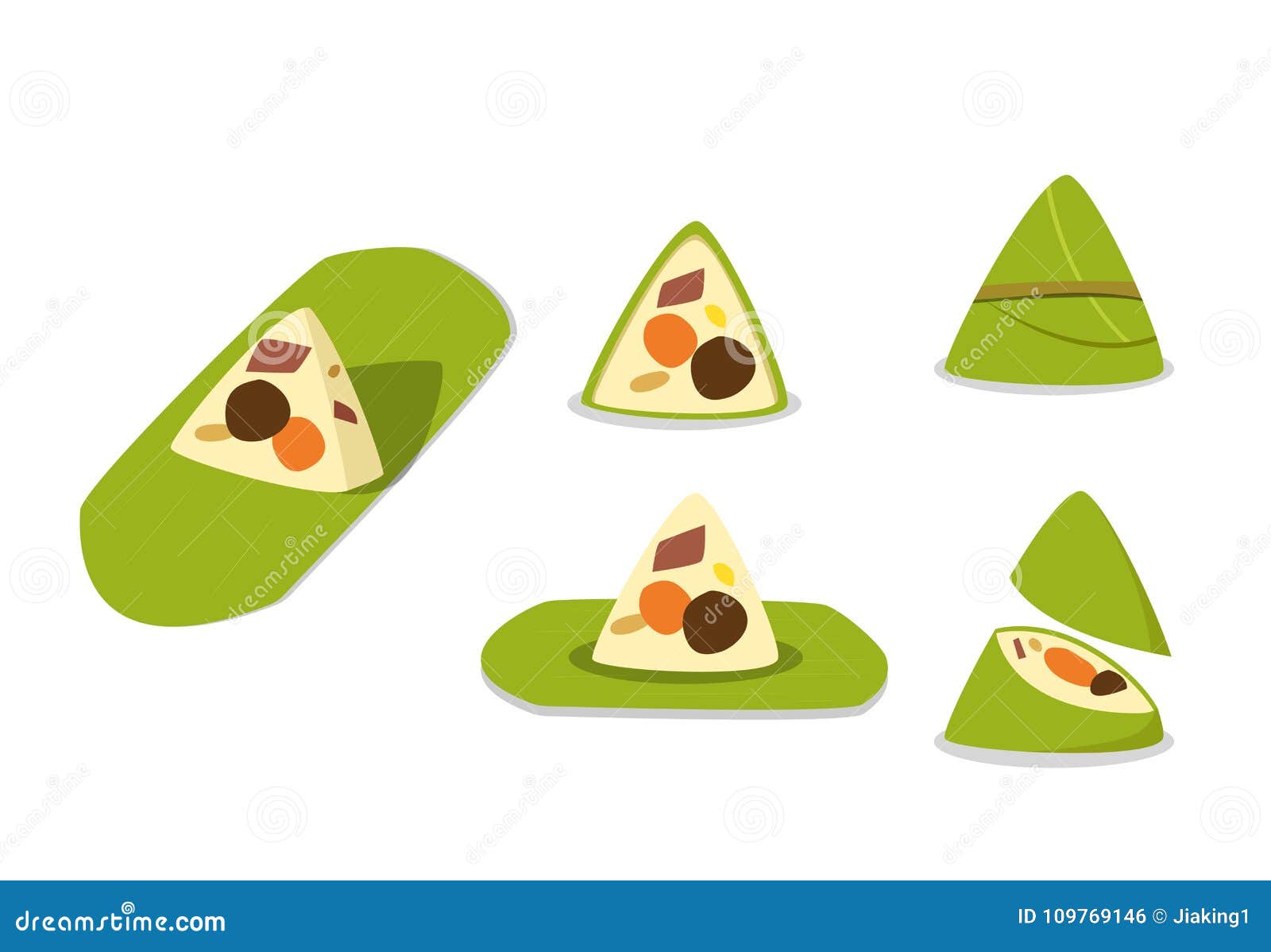 Set of Rice Dumpling Isolated on White, Vector Stock Vector ...