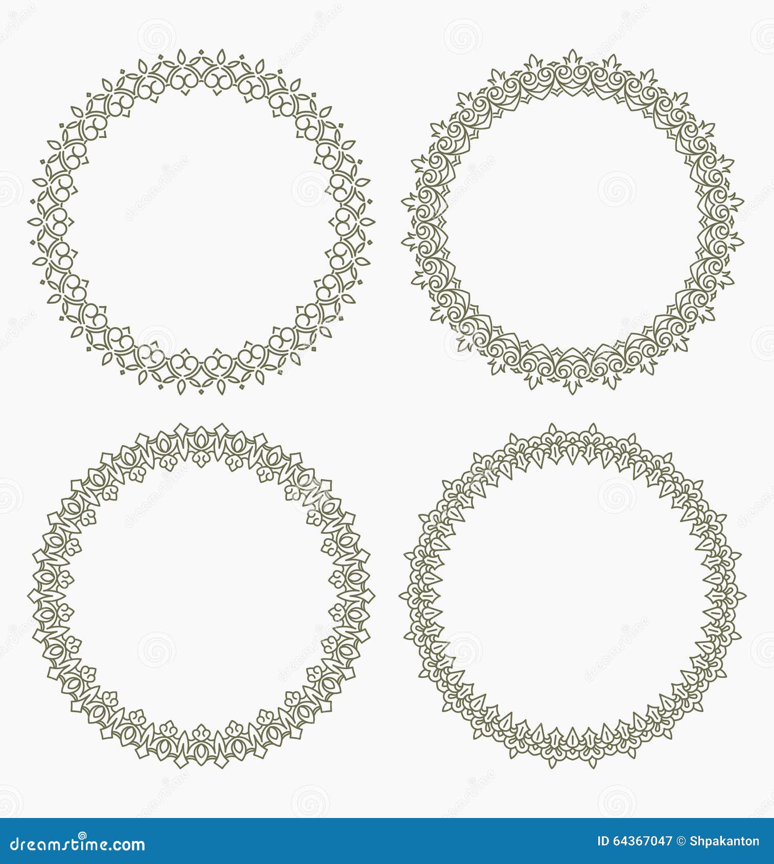 Set of 4 Rich Decorated Calligraphic Round Frames. Stock Vector ...