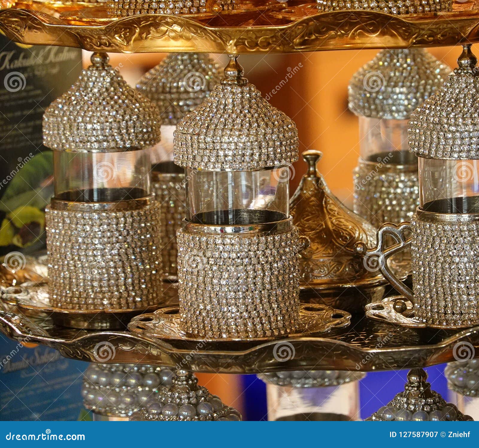 Set of Richly Decorated Small Traditional Turkish Cup for Strong Stock ...