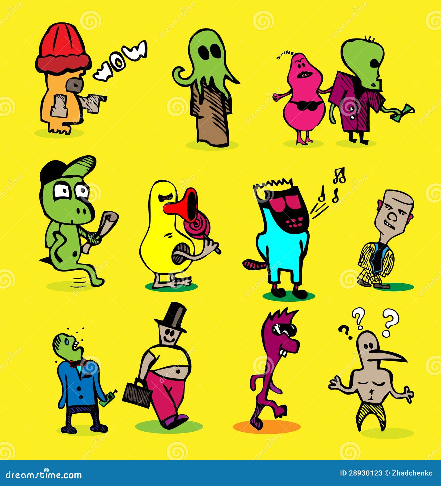 Set of Ridiculous Monsters. Stock Vector - Illustration of colored ...