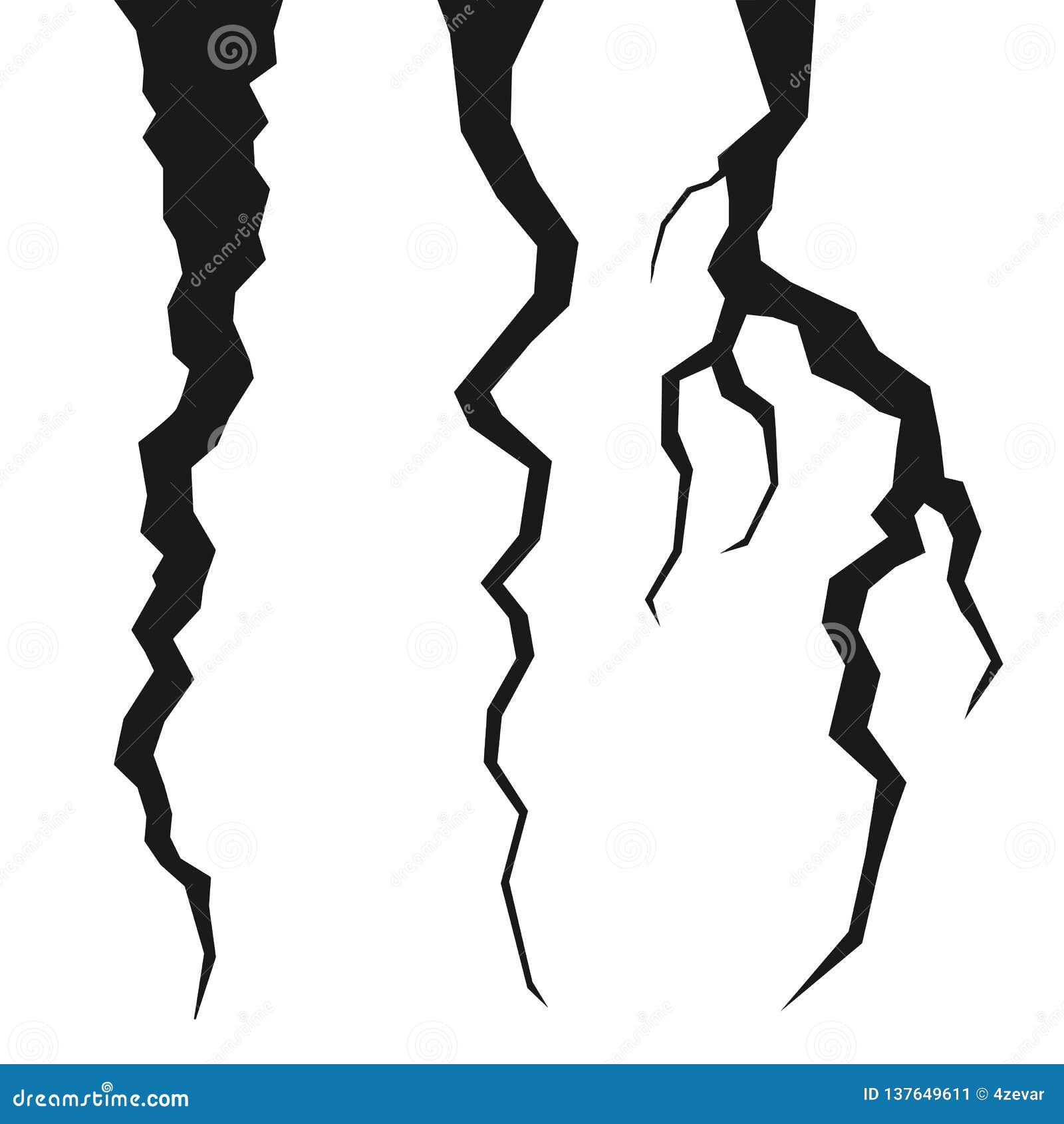 Set Of Rift And Cleft. Split Broken Surfase. Crack Vector Illustration ...
