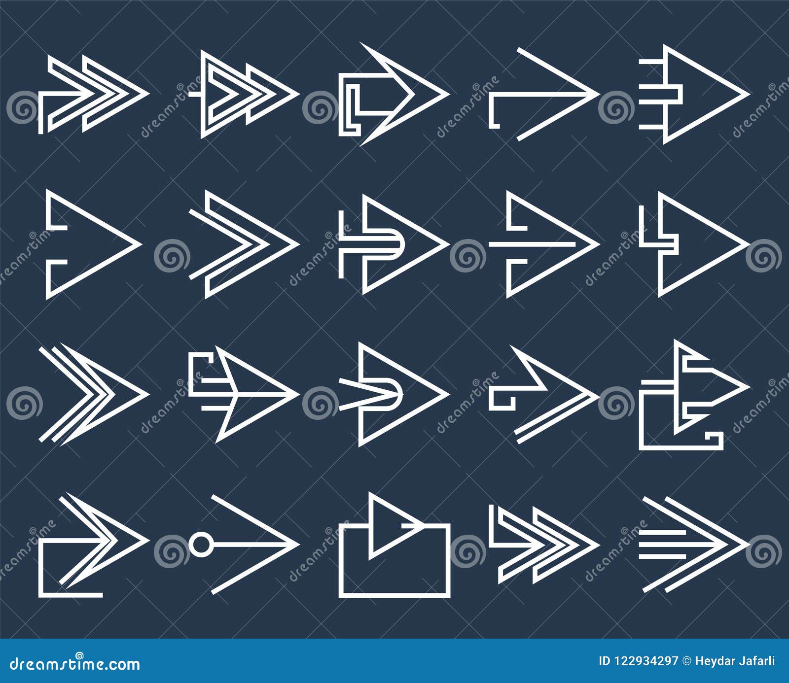 Set of Right Arrow, Arrow Icons Stock Vector - Illustration of elements ...