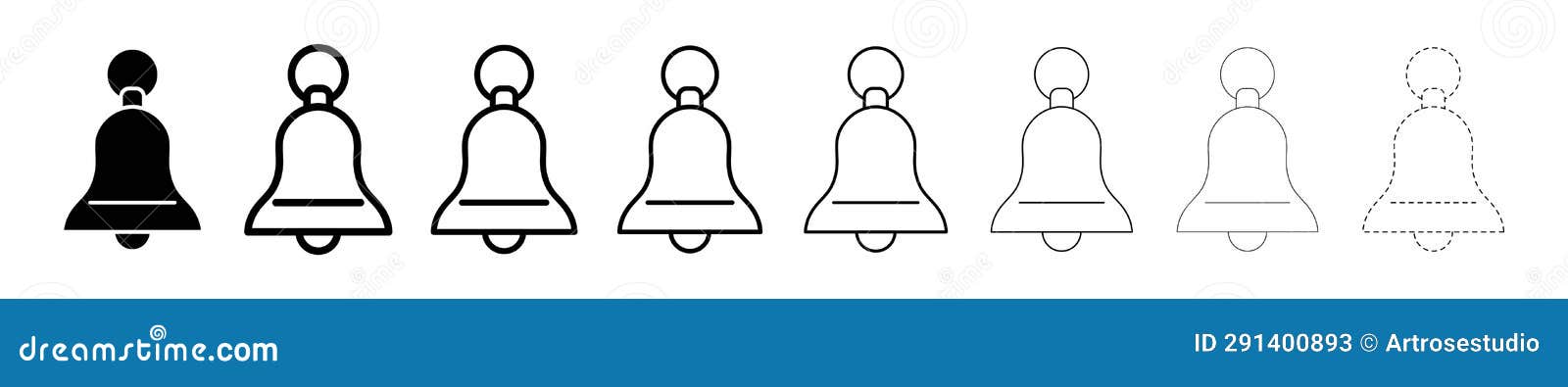 Set of Ring Bell Different Line Shapes, Thin Line Design Vector ...