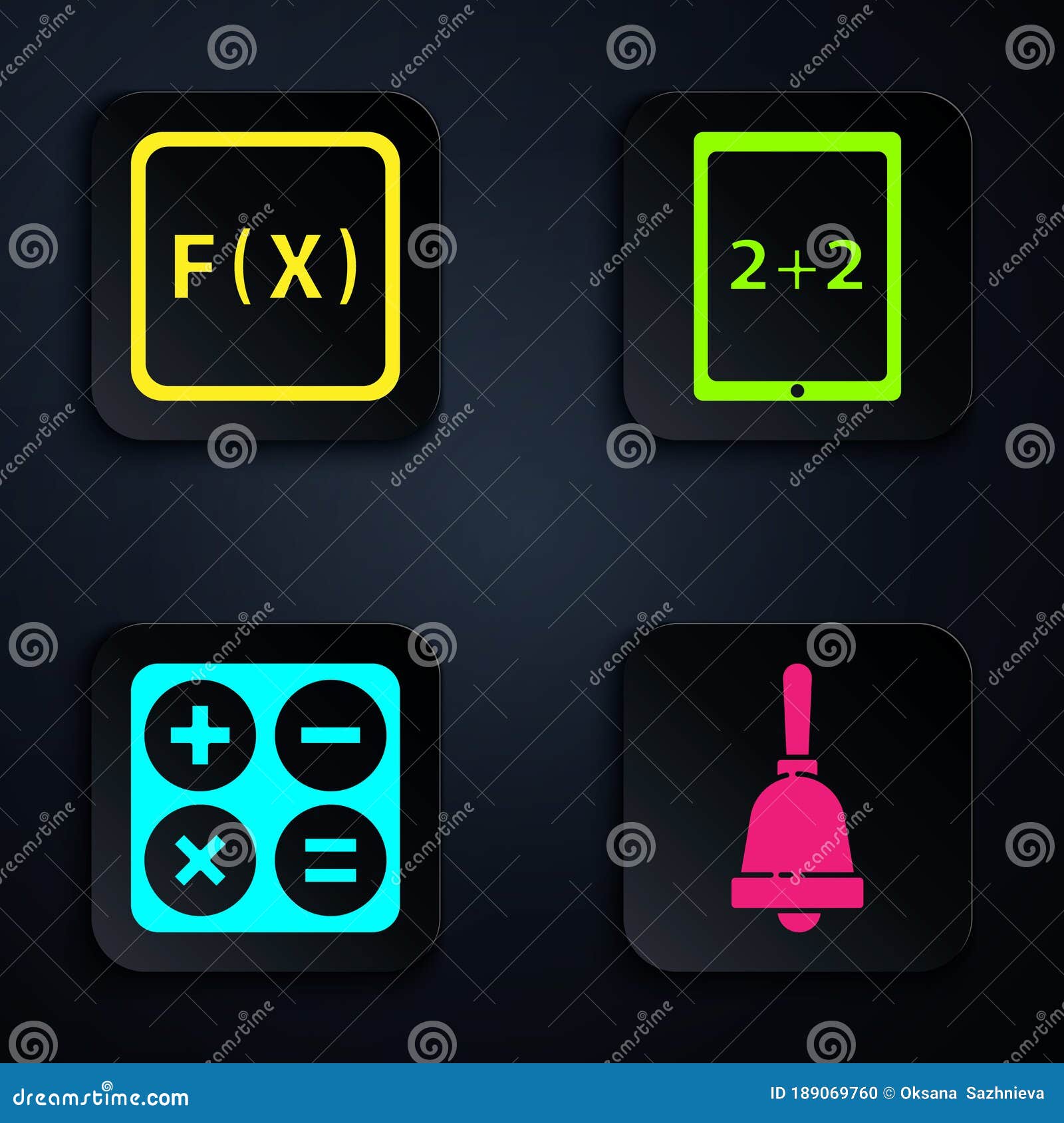 Set Ringing Bell, Function Mathematical Symbol, Calculator and Tablet ... Set Ringing Bell, Function Mathematical Symbol, Calculator and Tablet ...