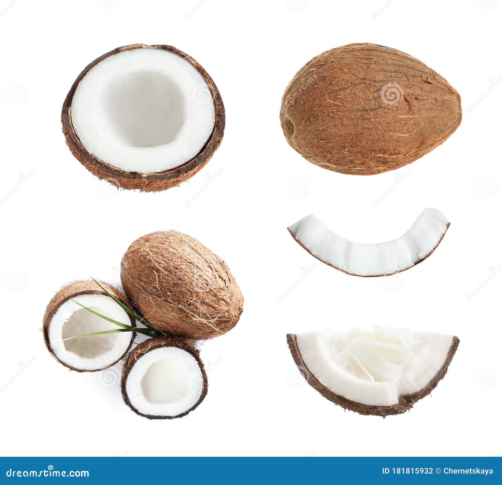 Set of Ripe Coconuts Isolated Stock Photo - Image of nutrient, object ...