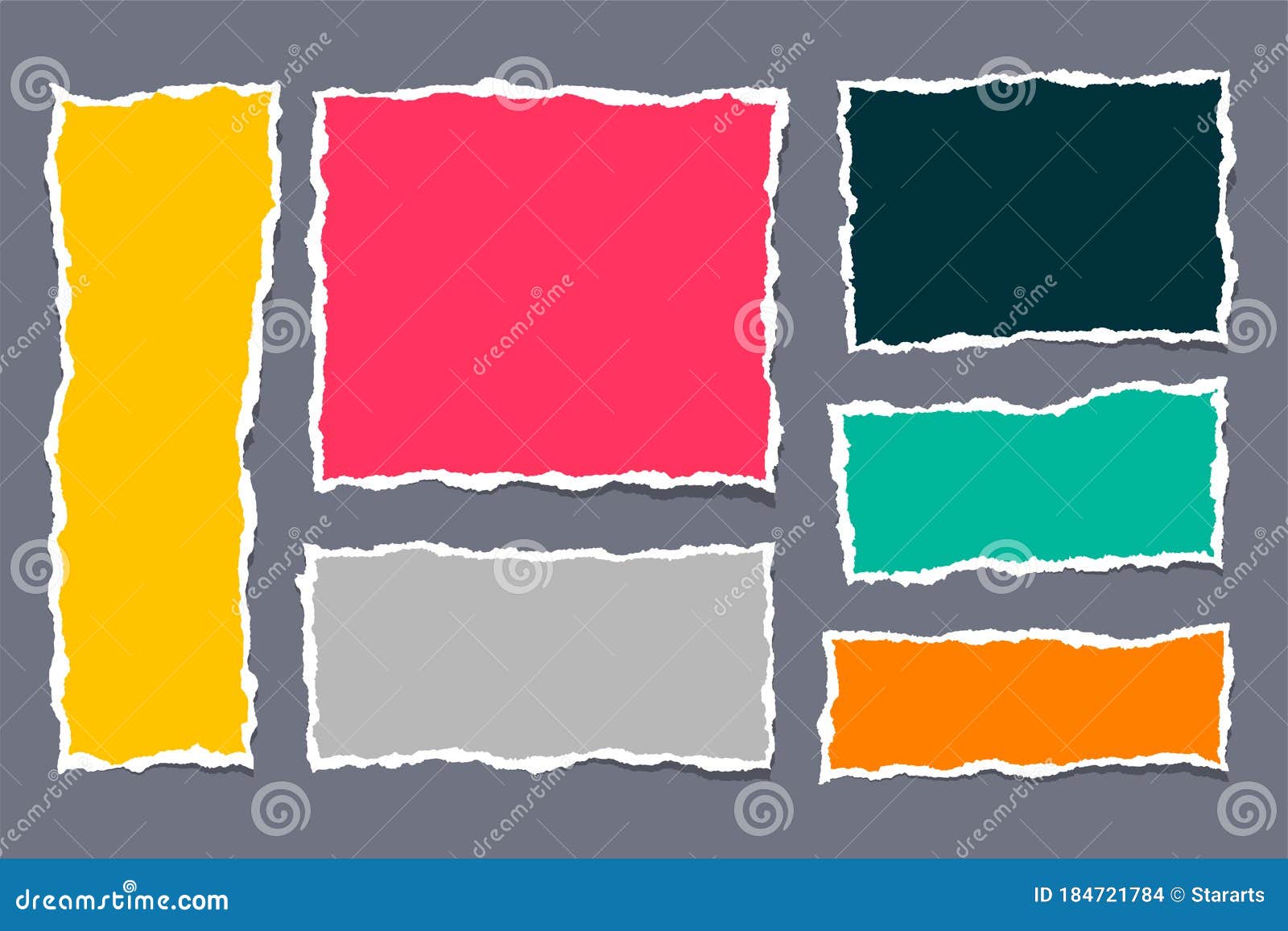 Set of Ripped Torn Papers in Many Colors Stock Vector - Illustration of ...