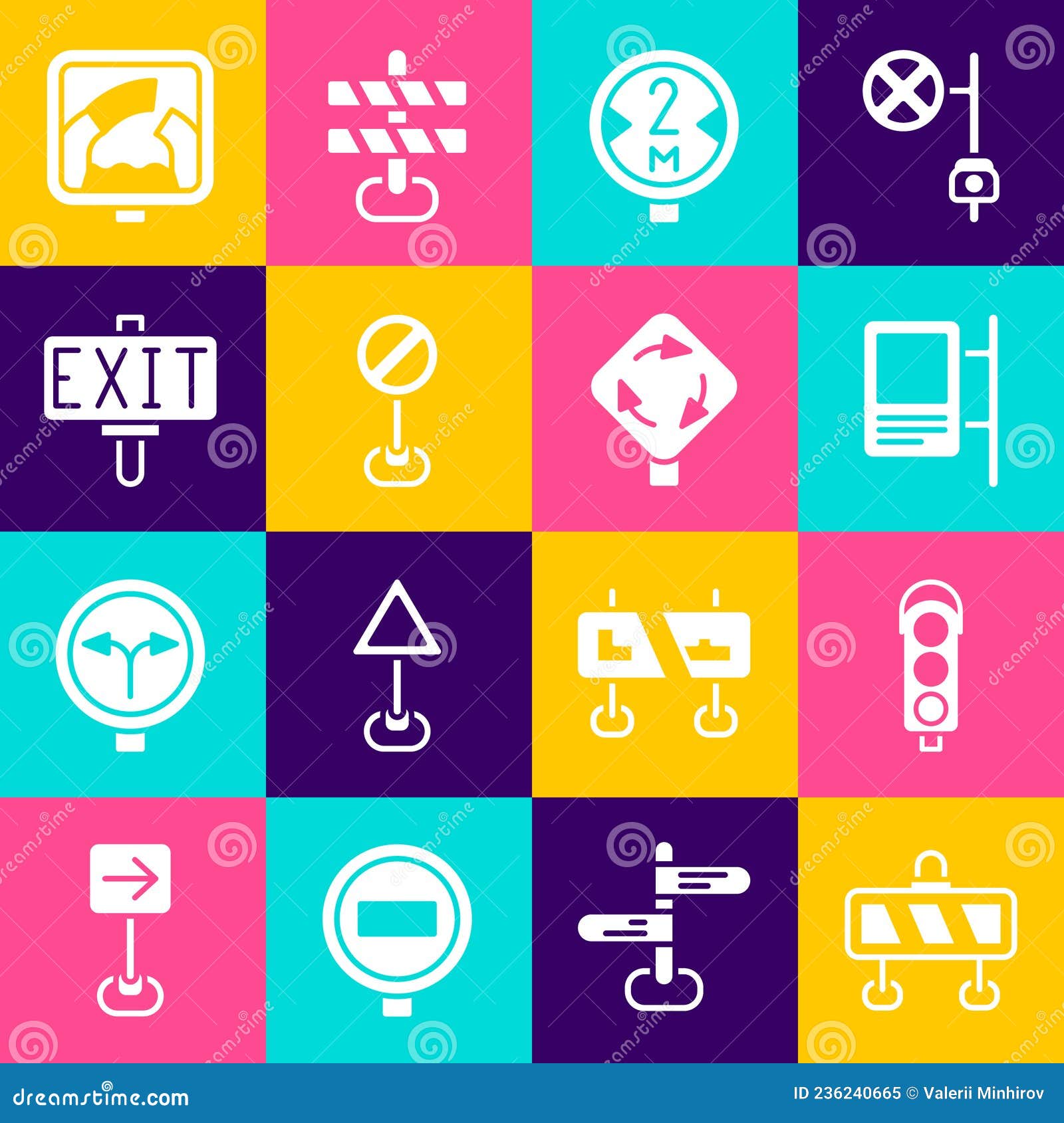 Set Road Barrier, Traffic Light, Traffic Sign, Stop, Fire Exit ...