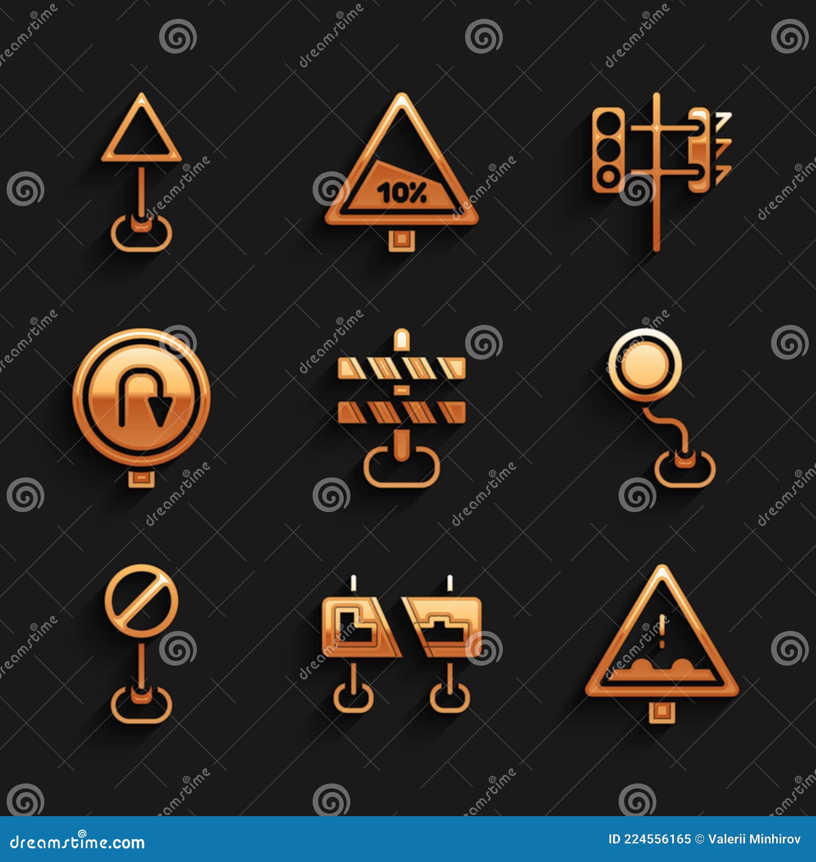 Set Road Barrier, Traffic Sign, Uneven Road Ahead, Stop, Turn Back ...