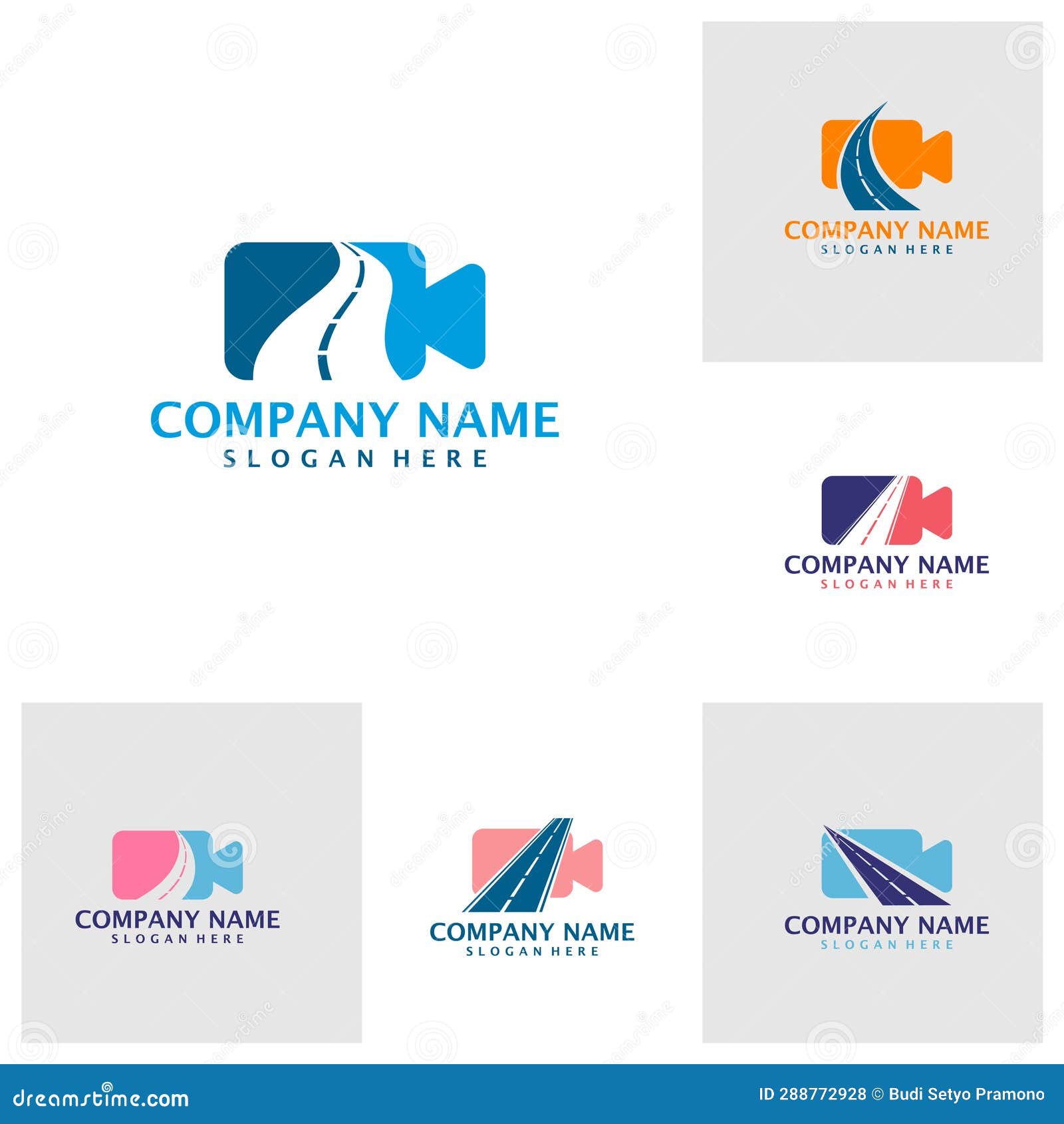 Set of Road Camera Logo Design Vector. Camera with Road Logo Design ...