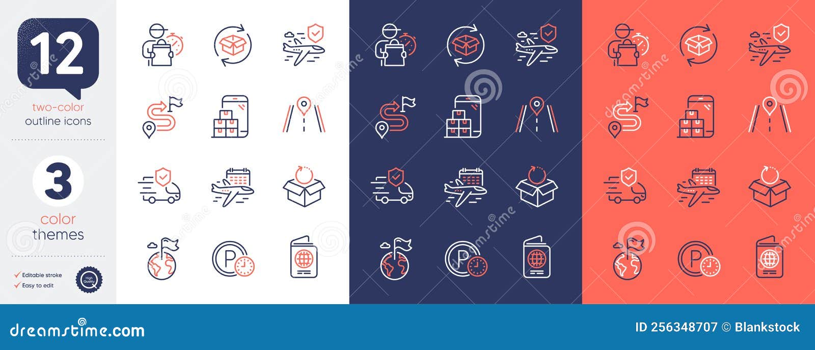Set of Road, Mobile Inventory and Return Parcel Line Icons. for Design ...