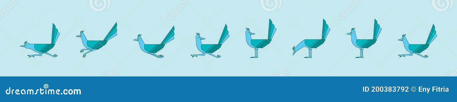 Set of Road Runner Cartoon Icon Design Template with Various Models ...