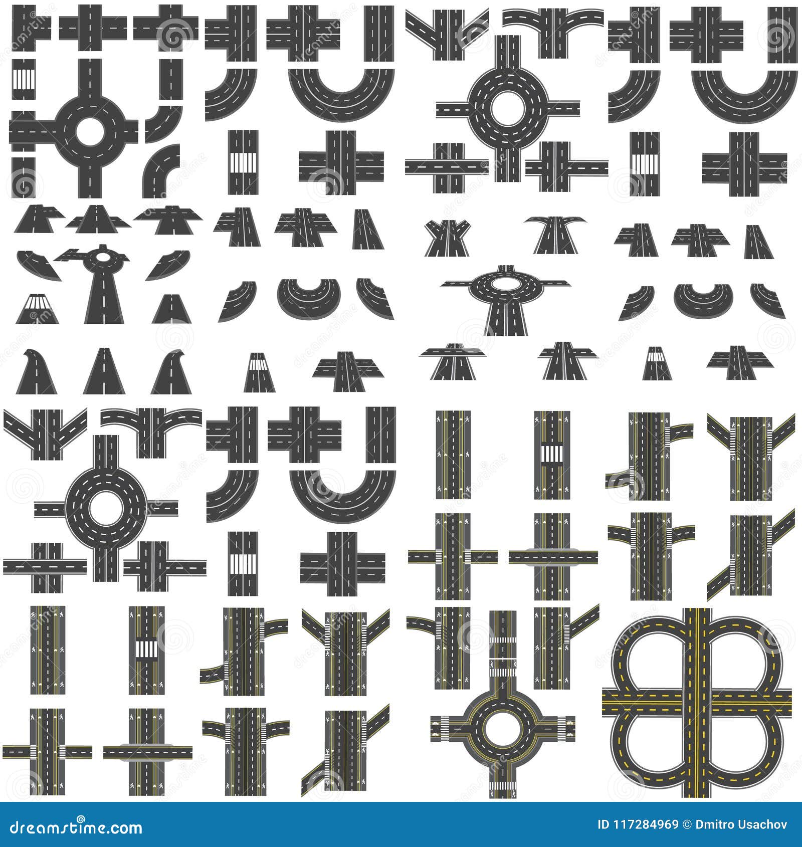 A Set of Road Sections, Circular Interchanges, Various Intersections ...