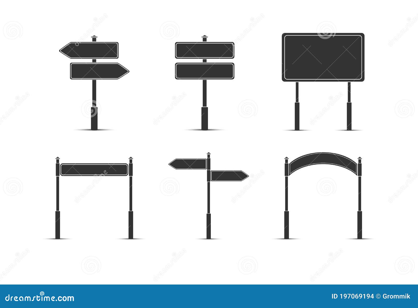 Set of Road Signs with Arrows and Placards with Space for Text Stock ...