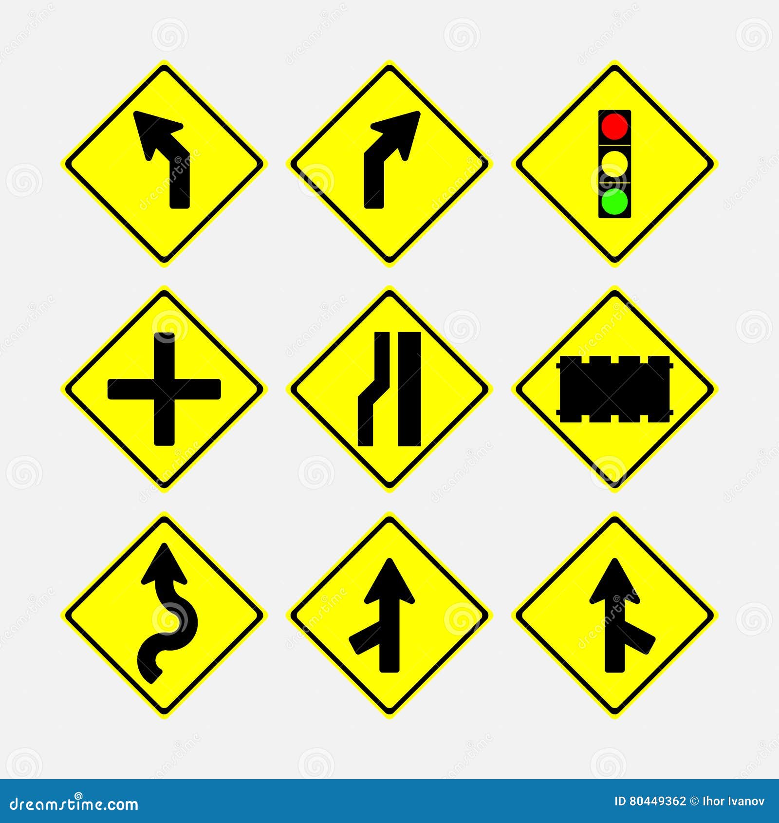 Set of Road Signs, Direction Movement Stock Vector - Illustration of ...