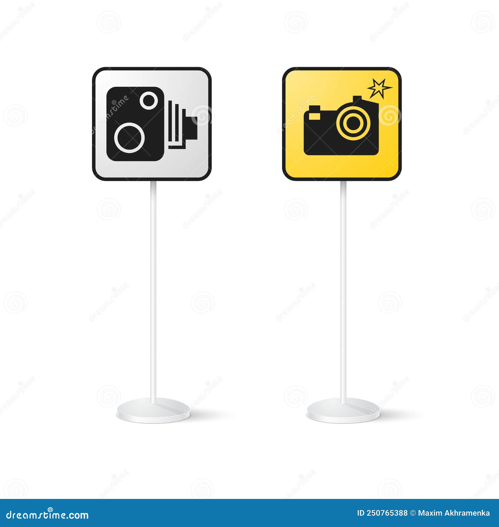 A Set of Road Signs with Speed Limit Cameras. Stock Illustration ...