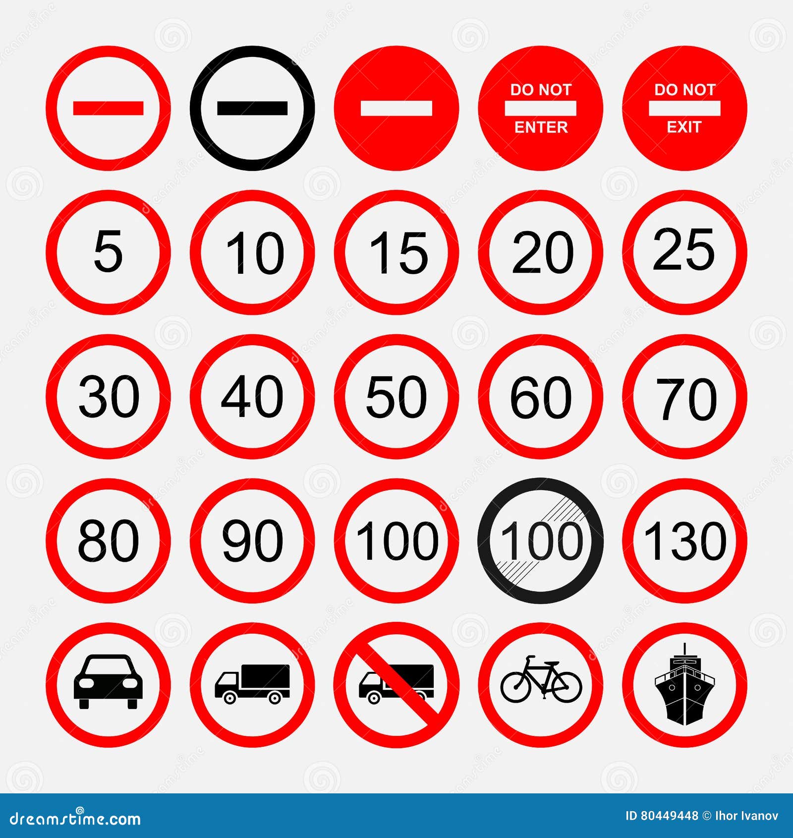 Set of Road Signs, Warning or Prohibiting Stock Vector - Illustration ...