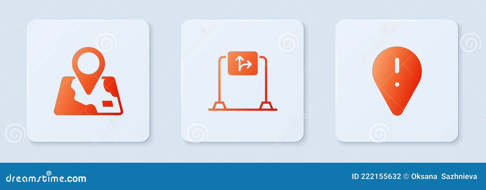 Set Road Traffic Sign, Folded Map with Location Marker and Location ...