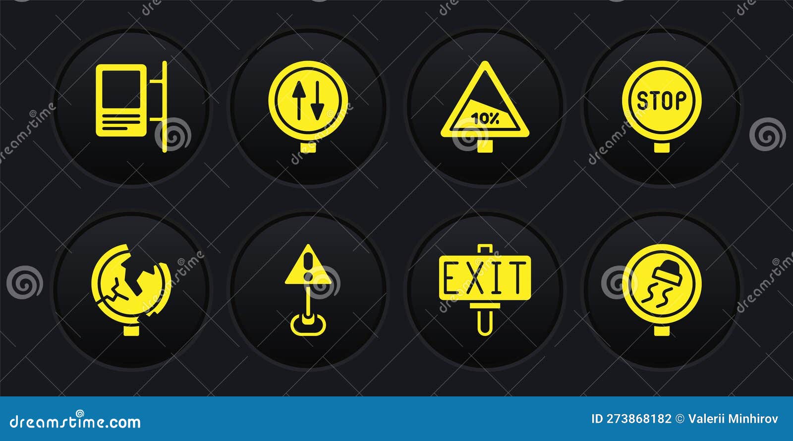 Set Road Traffic Sign, Stop, Exclamation Mark in Triangle, Fire Exit ...