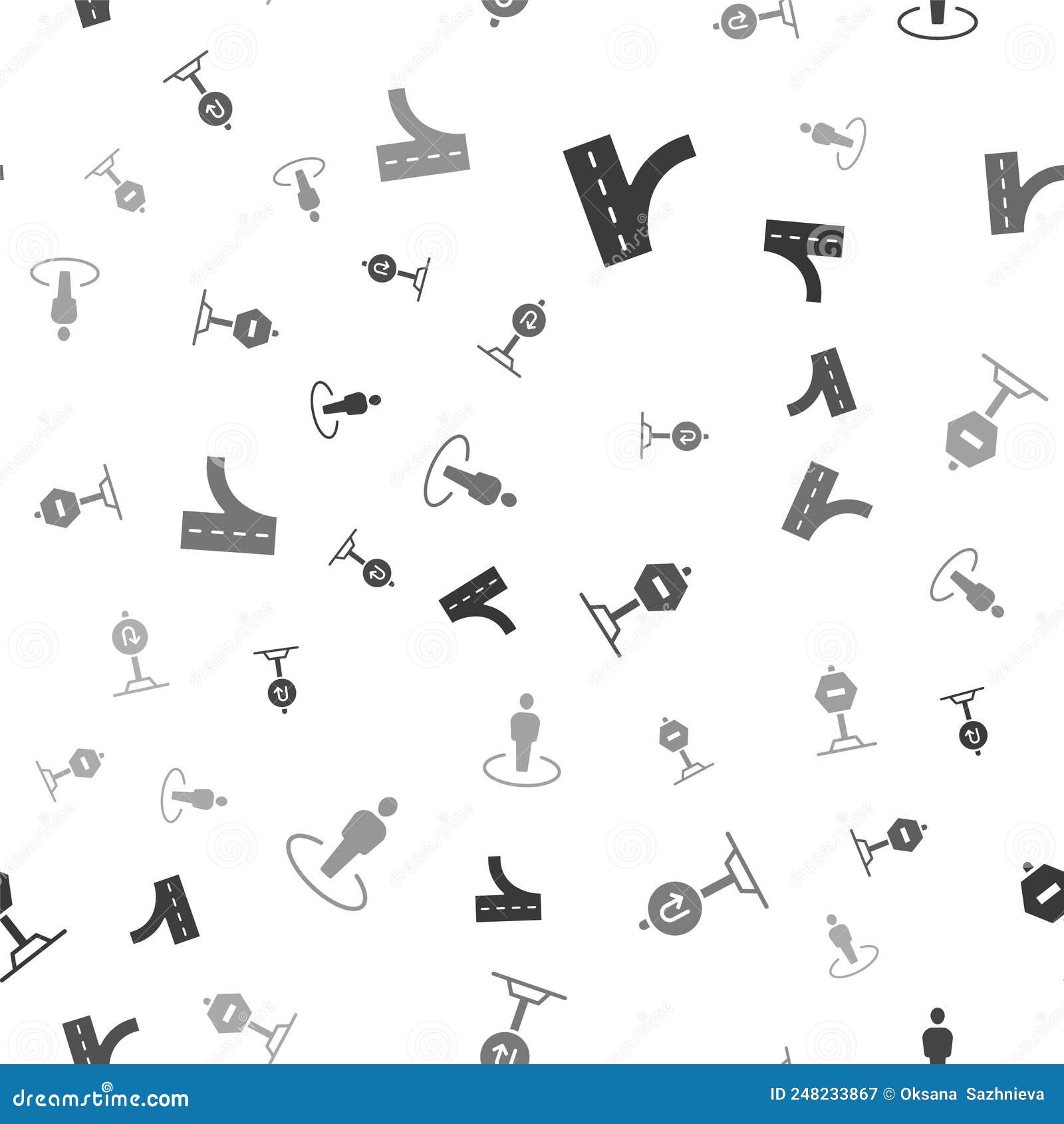 Set Road Traffic Sign, Turn Back Road, Stop and Location with Person on ...