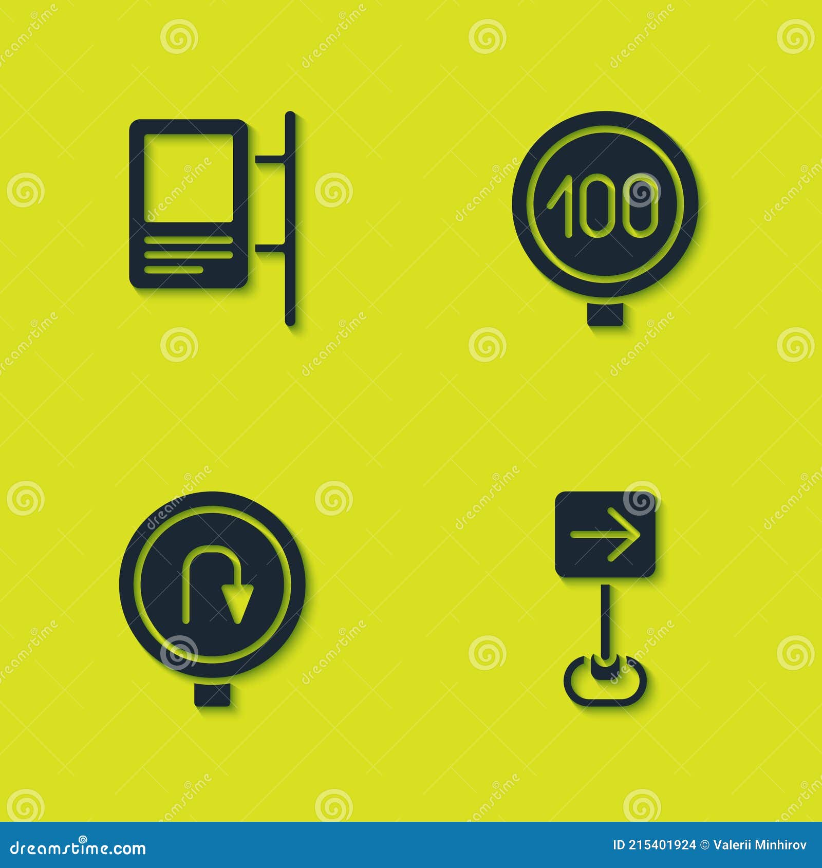 Set Road Traffic Sign, Traffic Turn Right, Turn Back Road and Speed ...