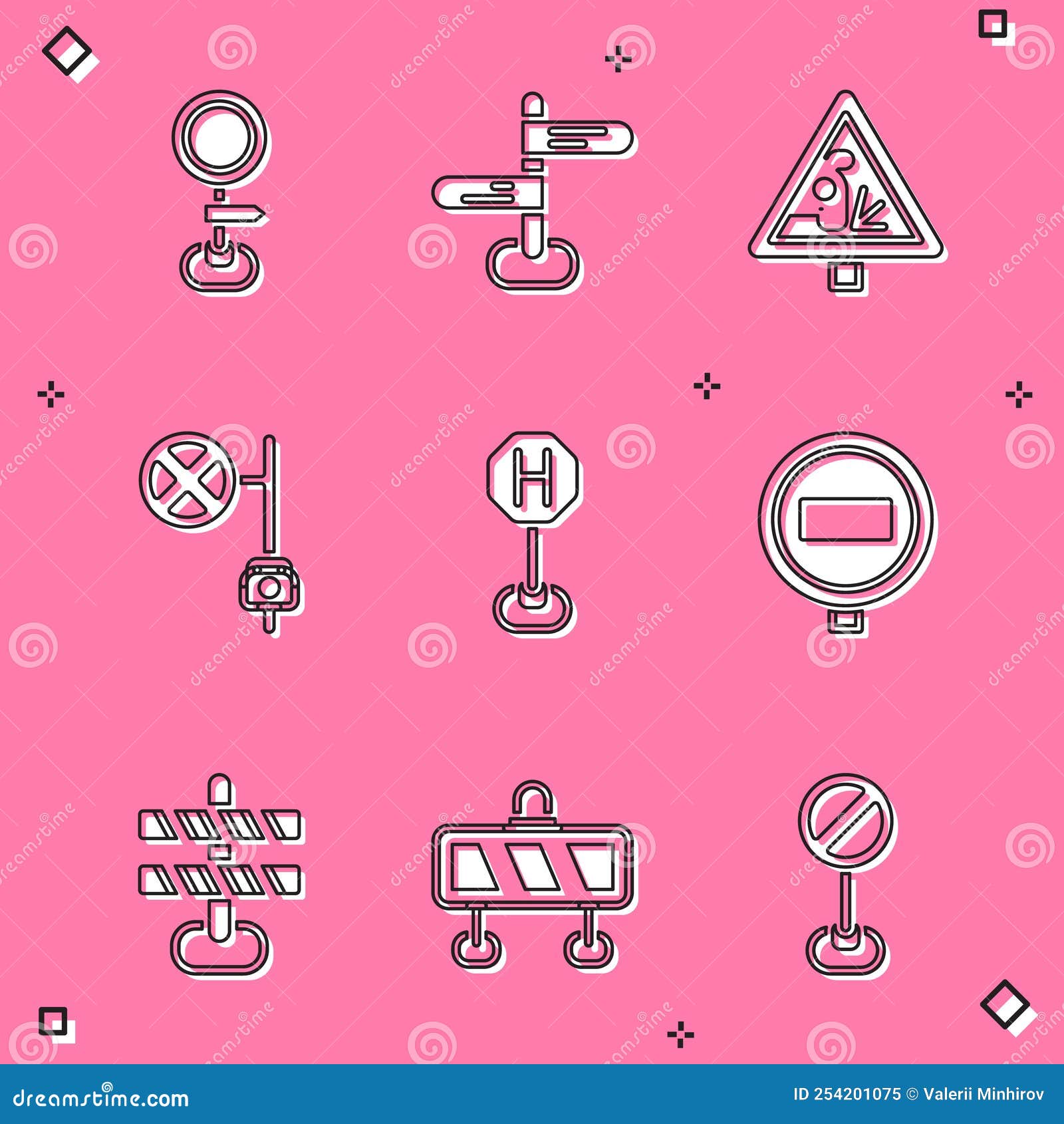 Set Road Traffic Sign, Warning Road, Stop with Camera, Hospital ...