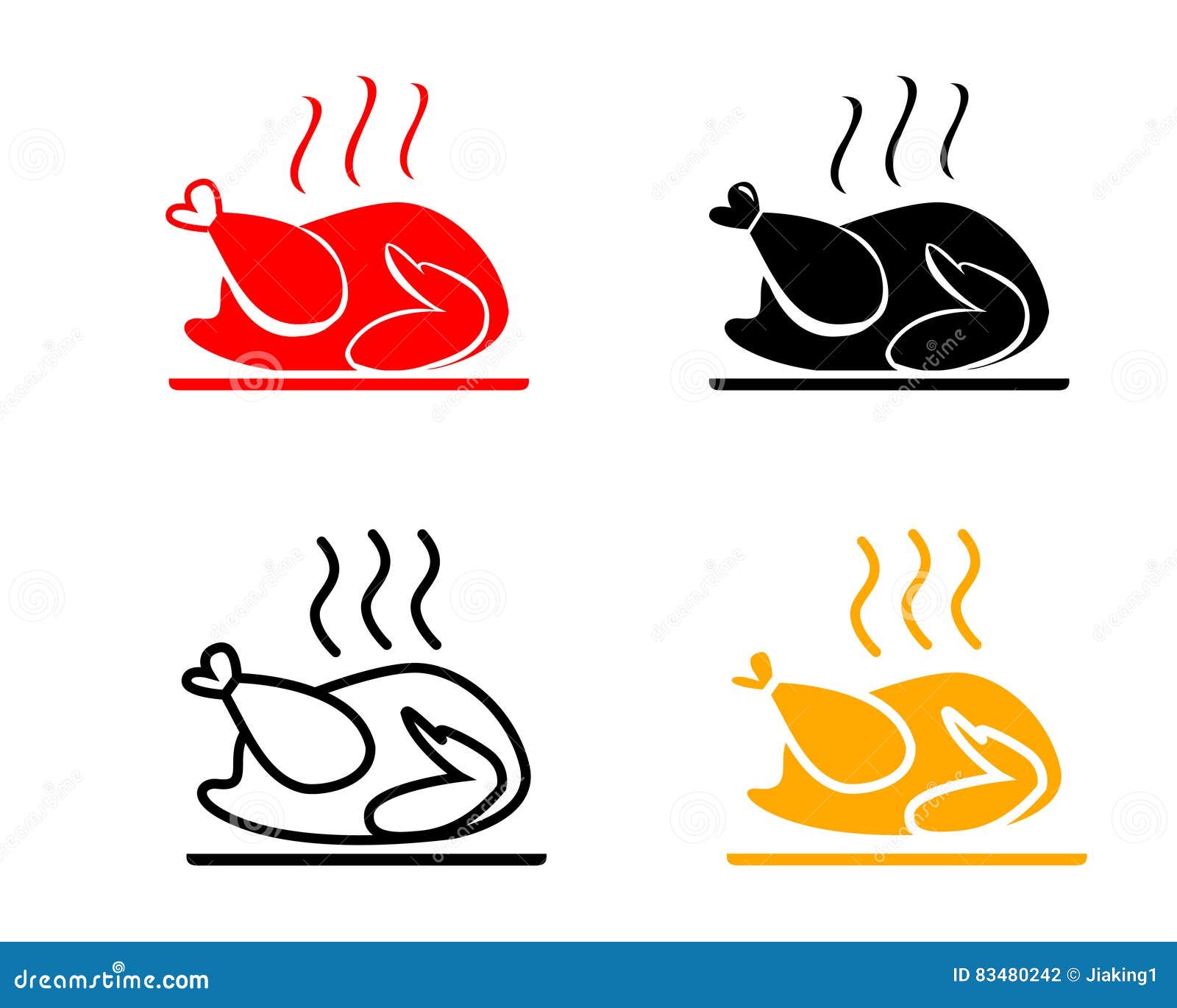 Set of Roasted Chicken Icons, Vector Stock Vector - Illustration of ...
