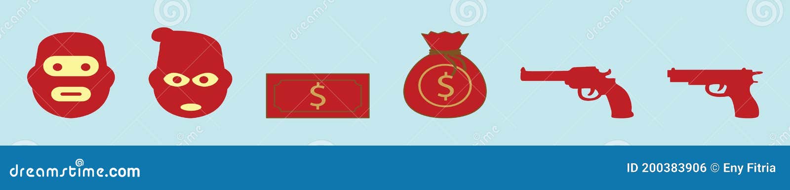 Set of Robber Cartoon Icon Design Template with Various Models. Vector ...