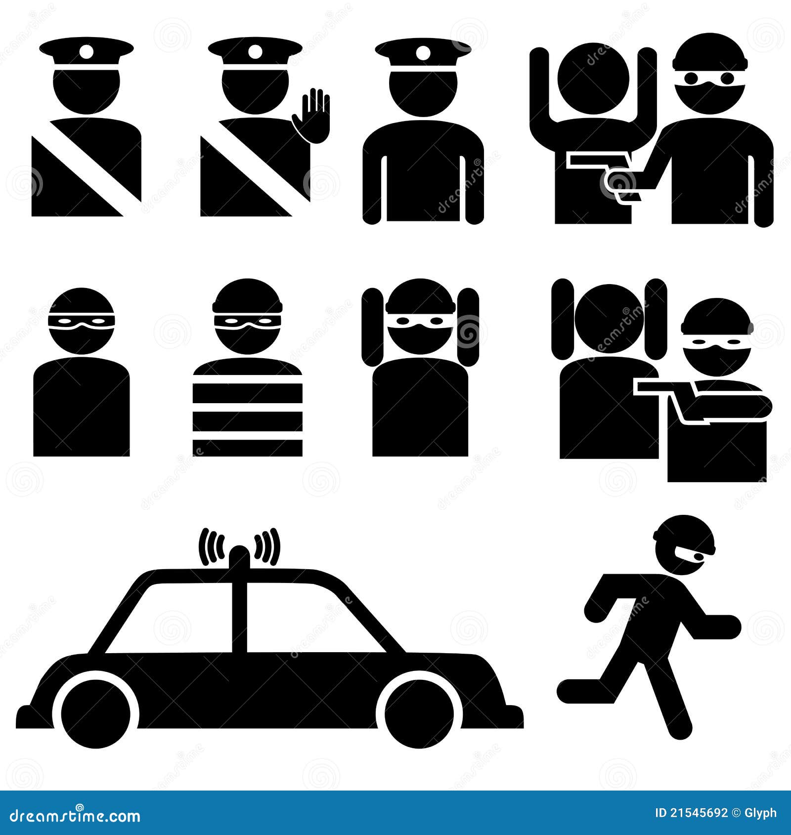 Set of Robber and Police Officer Stick Figures Stock Vector ...