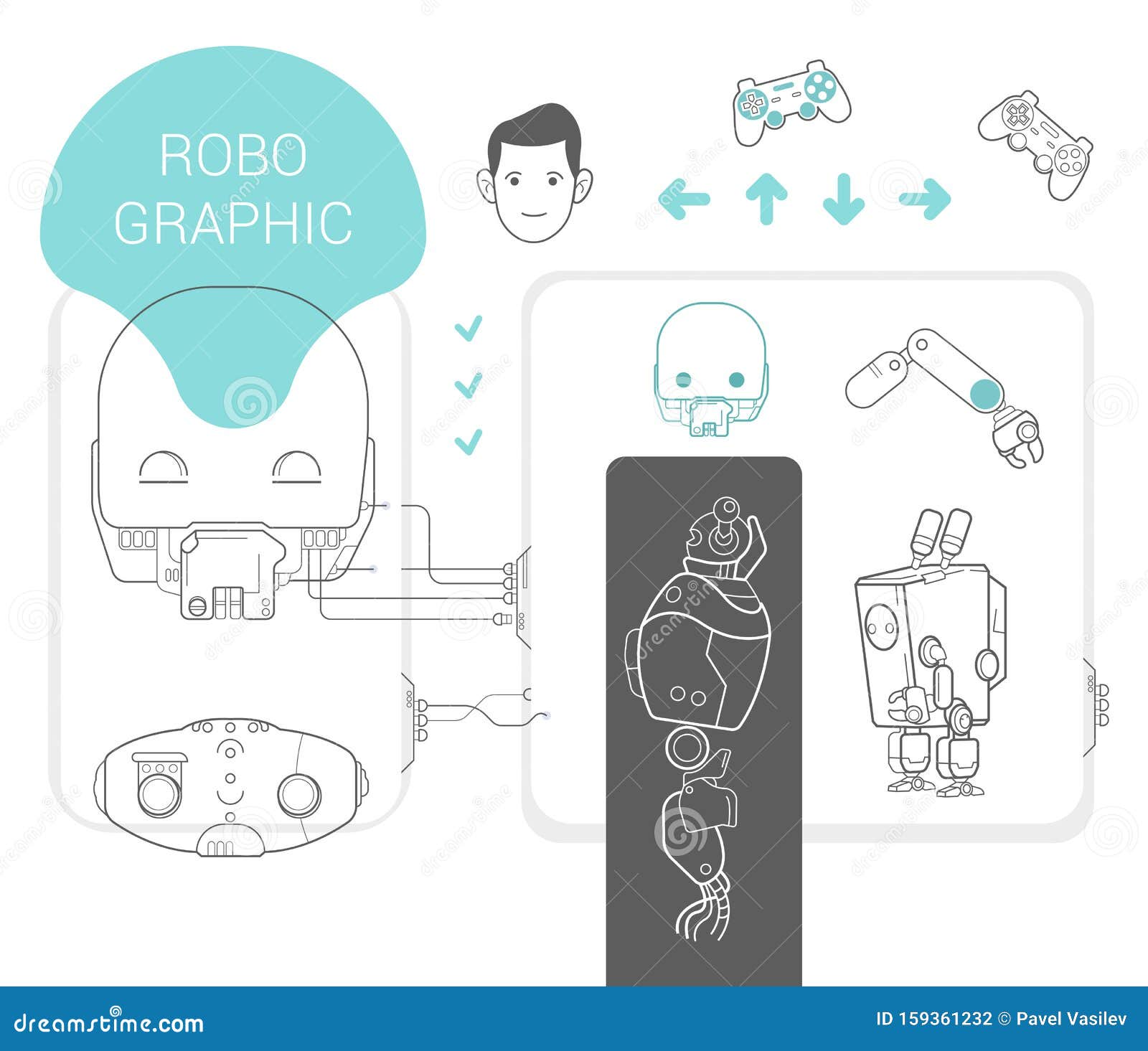 Set of Robo Graphic, Technology Stock Vector - Illustration of page ...