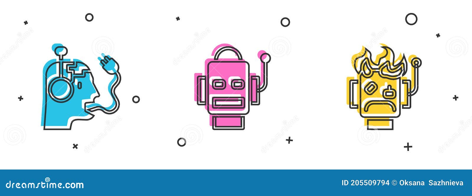 Set Robot Charging Battery, and Burned Out Icon. Vector Stock Vector ... Set Robot Charging Battery, and Burned Out Icon. Vector Stock Vector ...