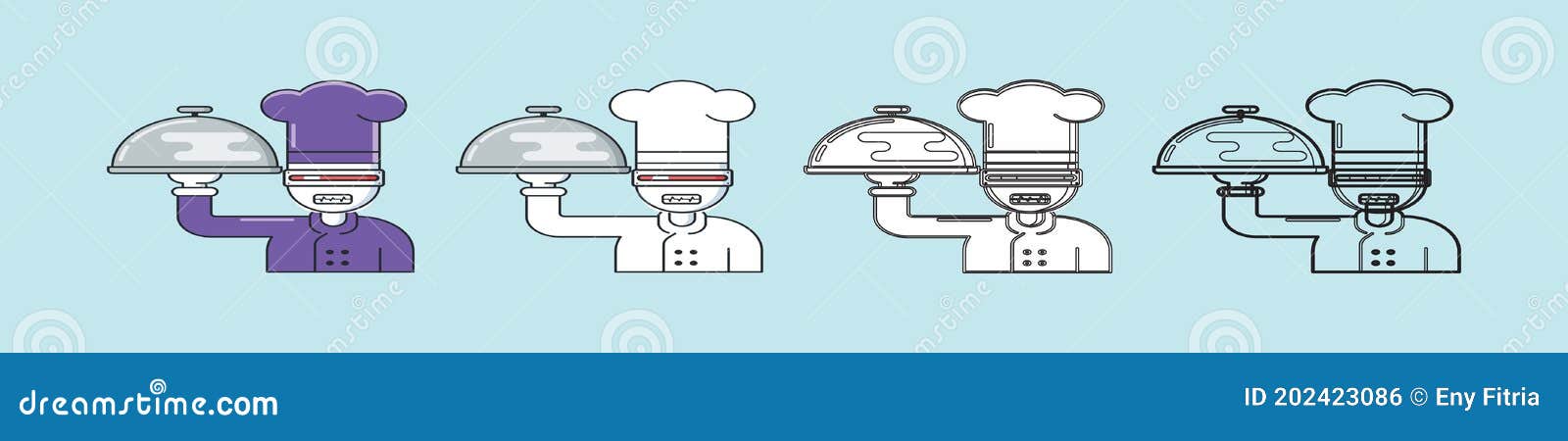 Set of Robot Chef. Cartoon Icon Design Template with Various Models ...