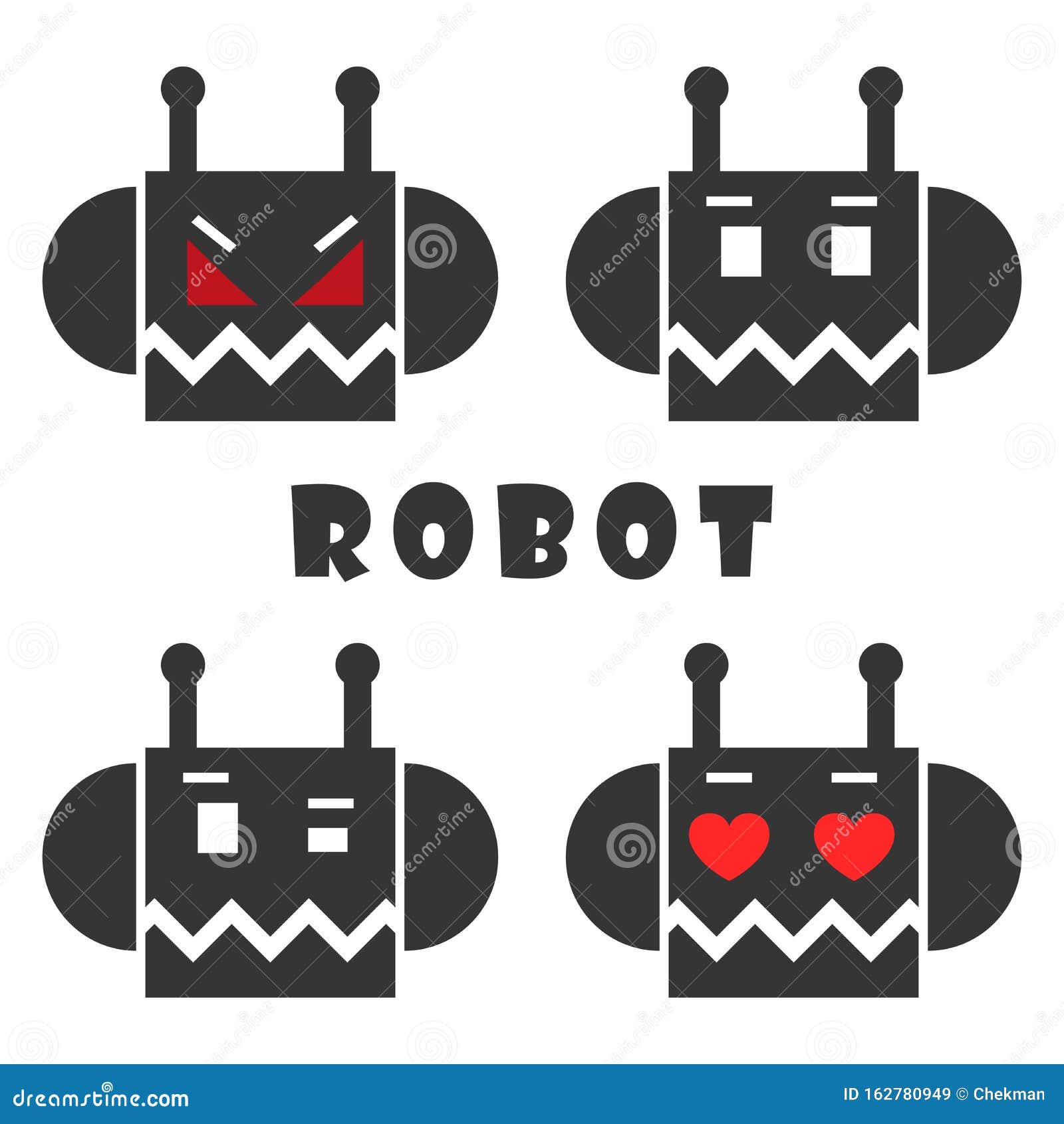 Set of robot icons stock illustration. Illustration of spaceman - 162780949