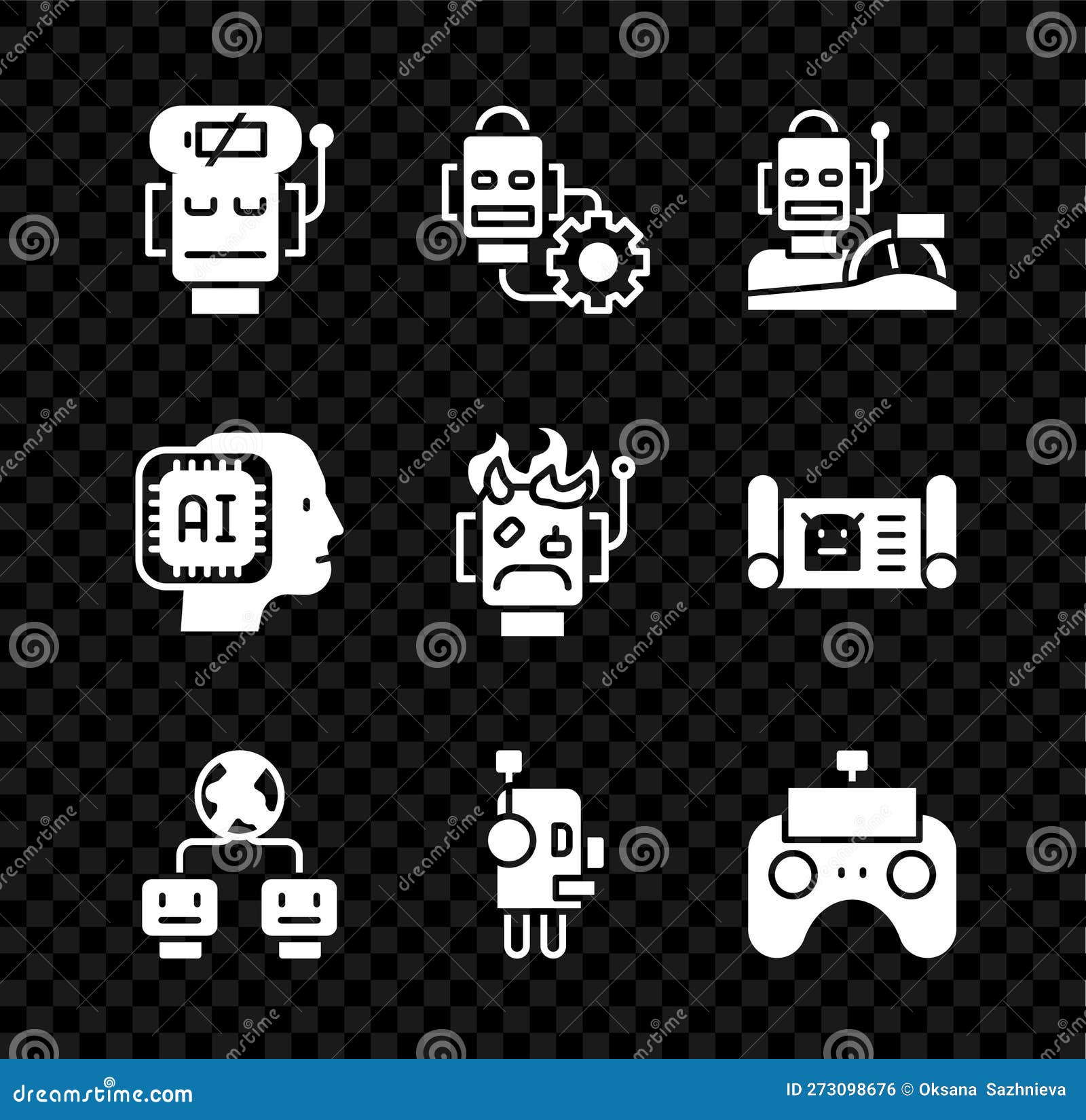 Set Robot Low Battery Charge, Setting, Humanoid Driving Car, Artificial ... Set Robot Low Battery Charge, Setting, Humanoid Driving Car, Artificial ...