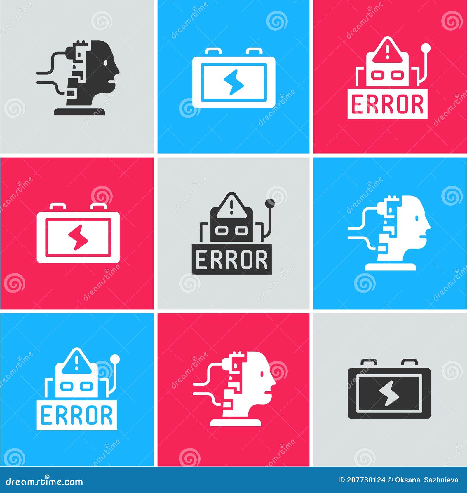 Set Robot for Maintenance, Battery and Error Robot Icon. Vector Stock ...