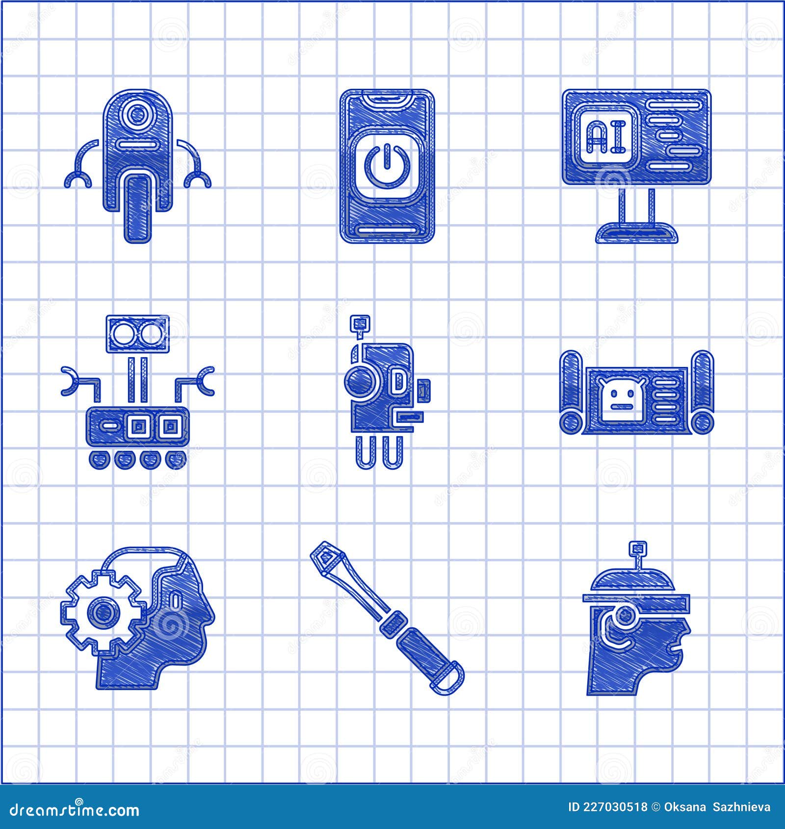 Set Robot, Screwdriver, Smart Glasses, Blueprint, Humanoid Robot ... Set Robot, Screwdriver, Smart Glasses, Blueprint, Humanoid Robot ...