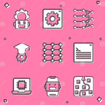 Set Robot Setting, Computer Api Interface, Neural Network, Graduation Cap, Web Developer ...