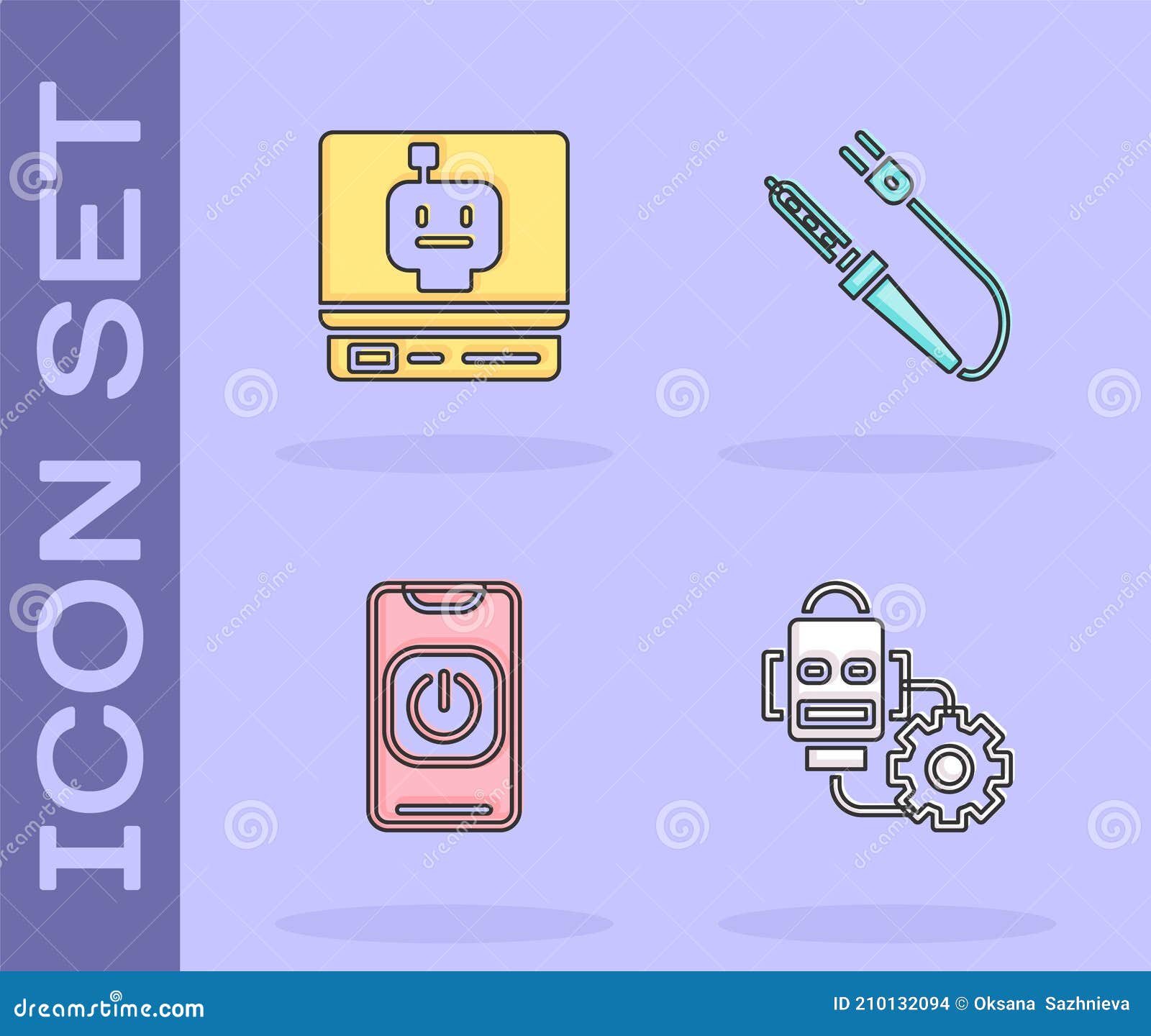 Set Robot Setting, , Turn Off Robot from Phone and Soldering Iron Icon ...