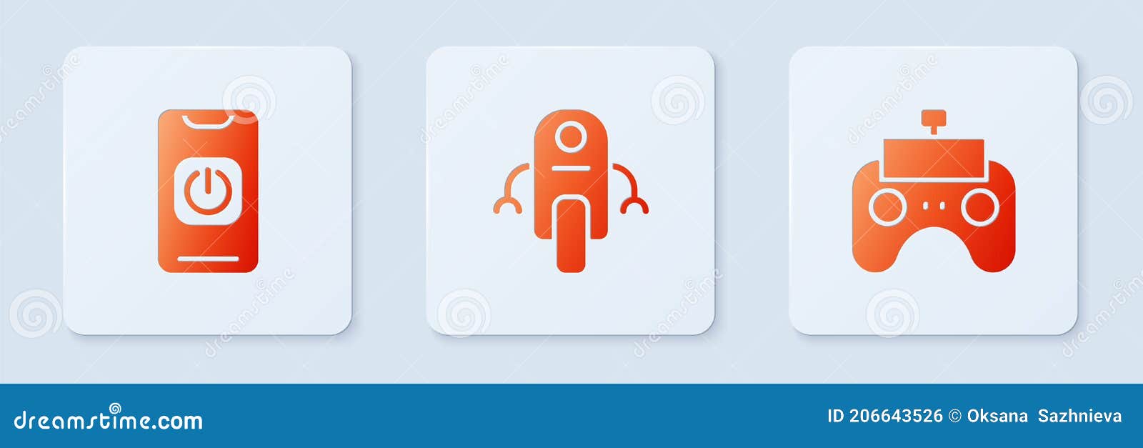 Set Robot, Turn Off Robot from Phone and Remote Control. White Square ...