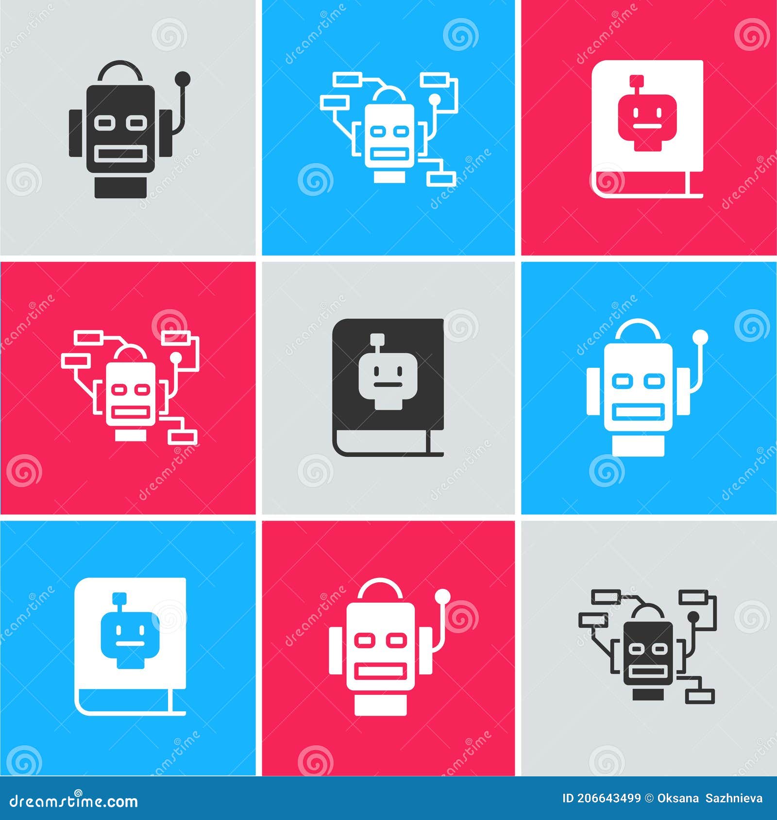 Set Robot, and User Manual Icon. Vector Stock Illustration ... Set Robot, and User Manual Icon. Vector Stock Illustration ...