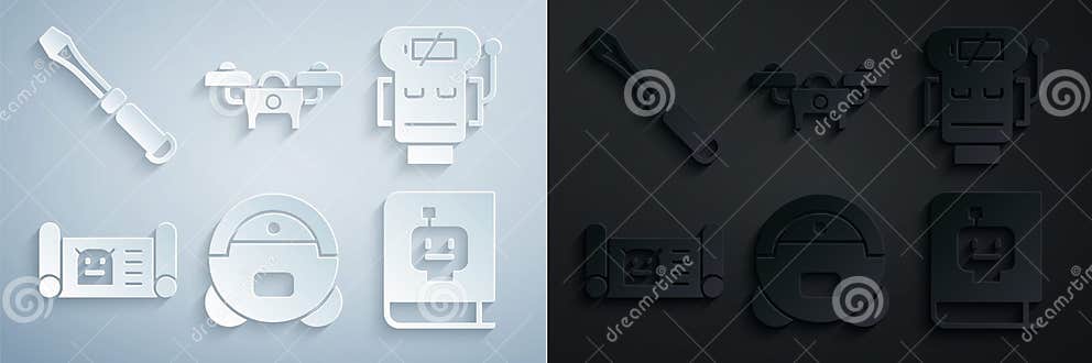 Set Robot Vacuum Cleaner, Low Battery Charge, Blueprint, User Manual ... Set Robot Vacuum Cleaner, Low Battery Charge, Blueprint, User Manual ...